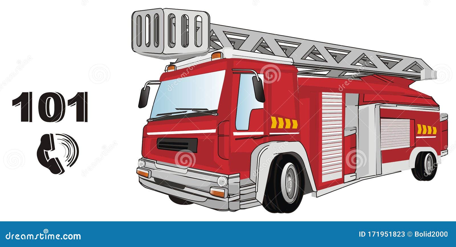 Fire truck and numbers stock illustration. Illustration of firemans ...