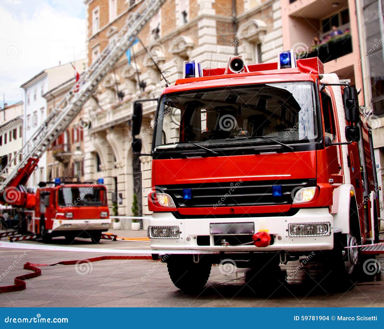 Fire Truck on Scene stock photo. Image of street, urgency - 59781904