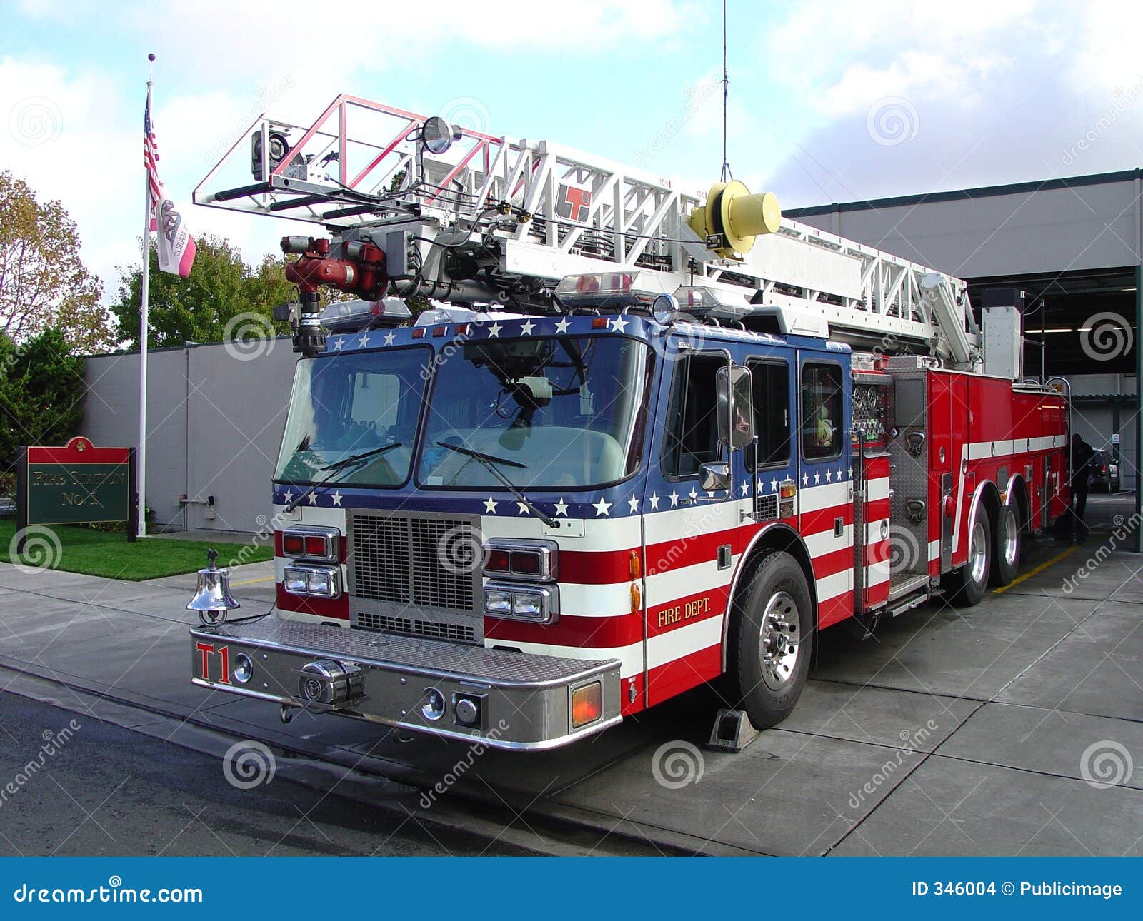 Fire Truck and Station stock photo. Image of blue, heavy - 346004
