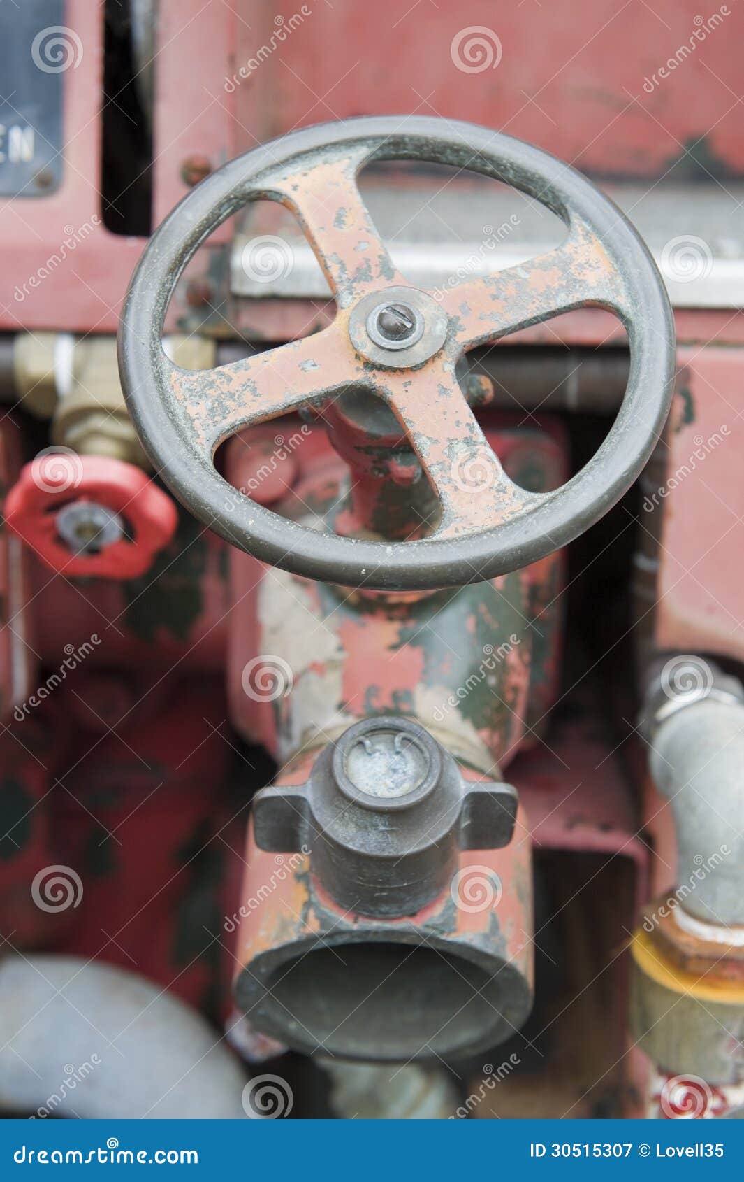 Fire truck water outlet stock image. Image of extinguisher - 30515307