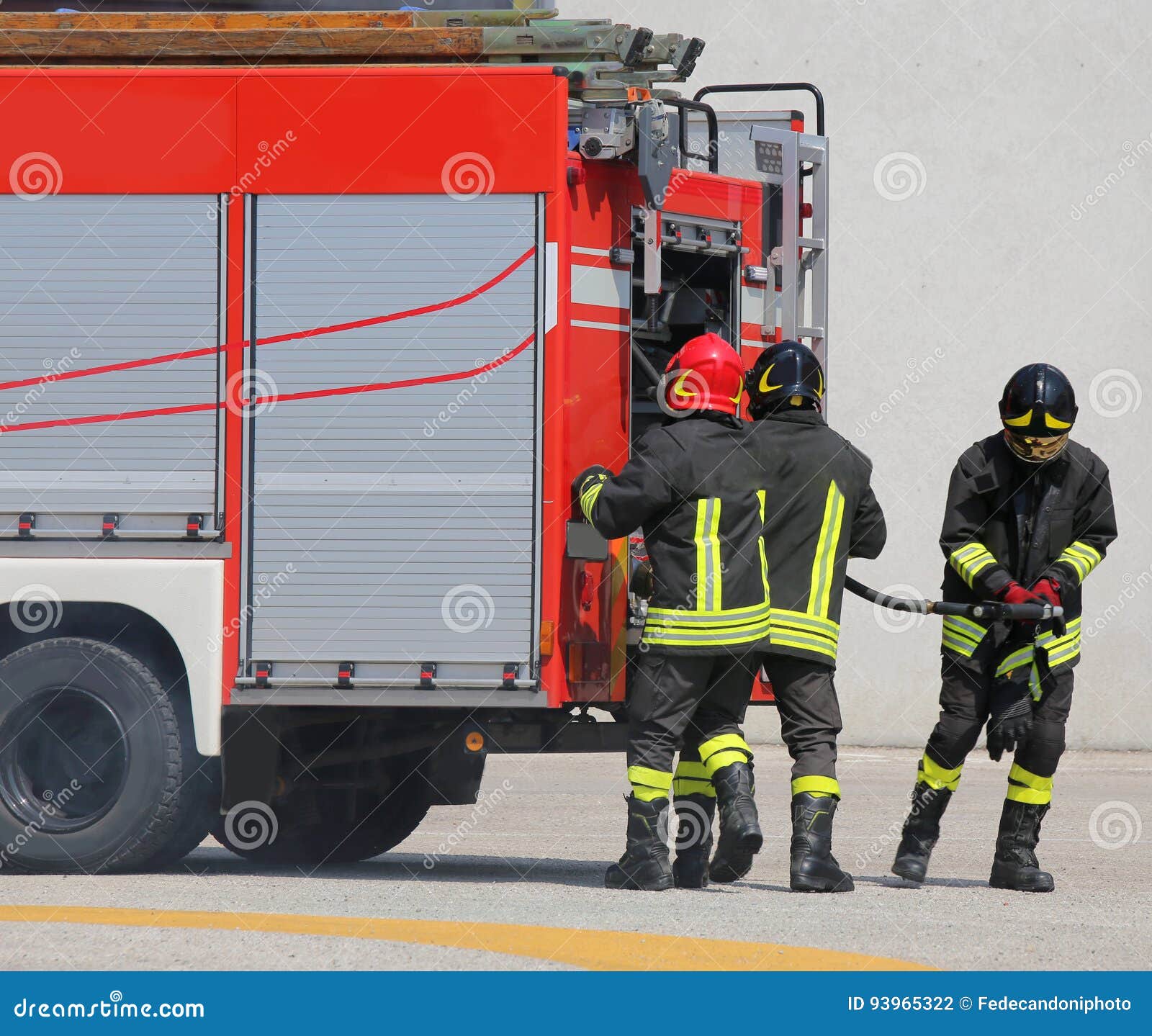 Fire Trucks and Firefighters with Uniforms Stock Photo - Image of ...