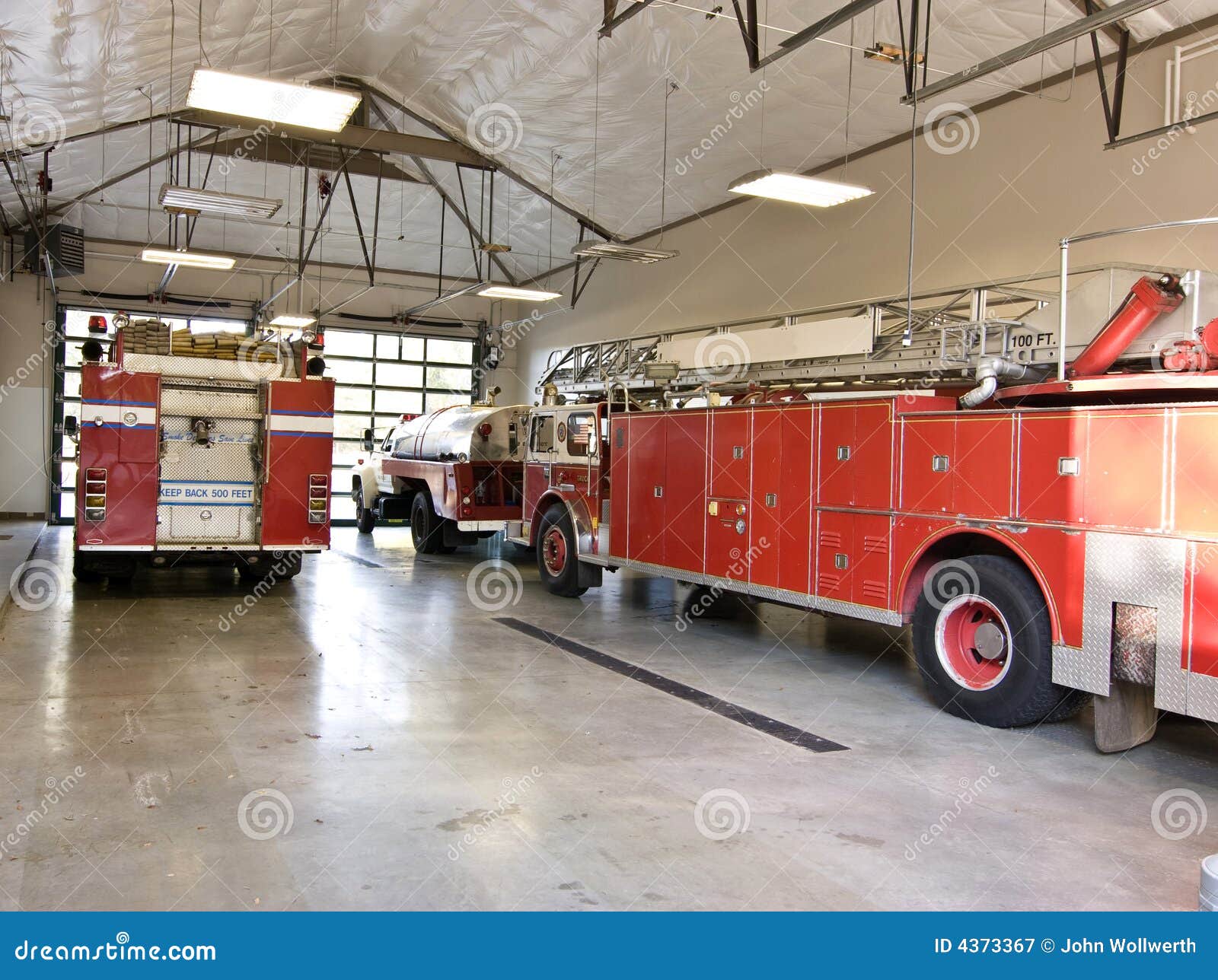Fire trucks in garage stock image. Image of house, services - 4373367