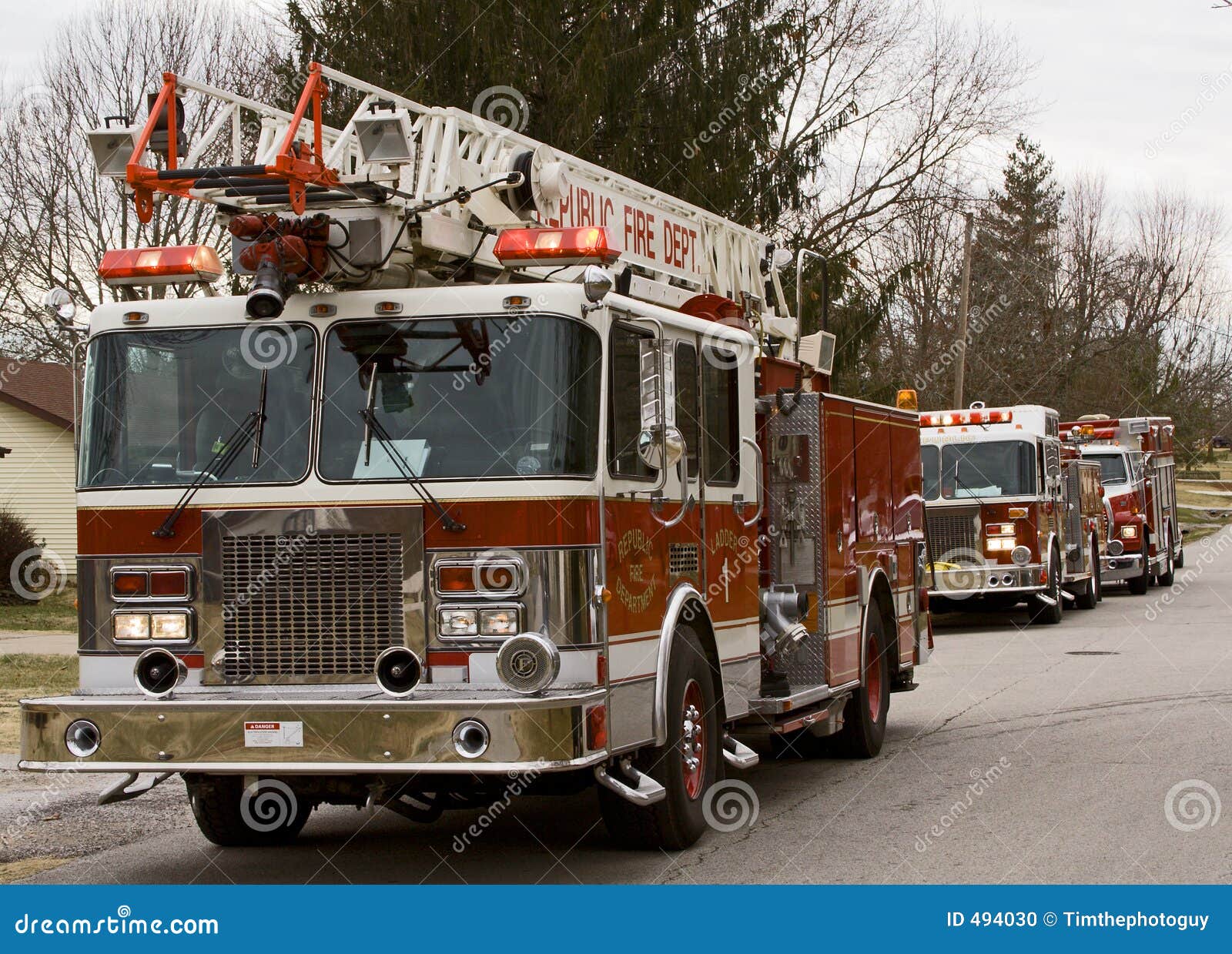Fire trucks on scene stock photo. Image of ladder, rescue - 494030