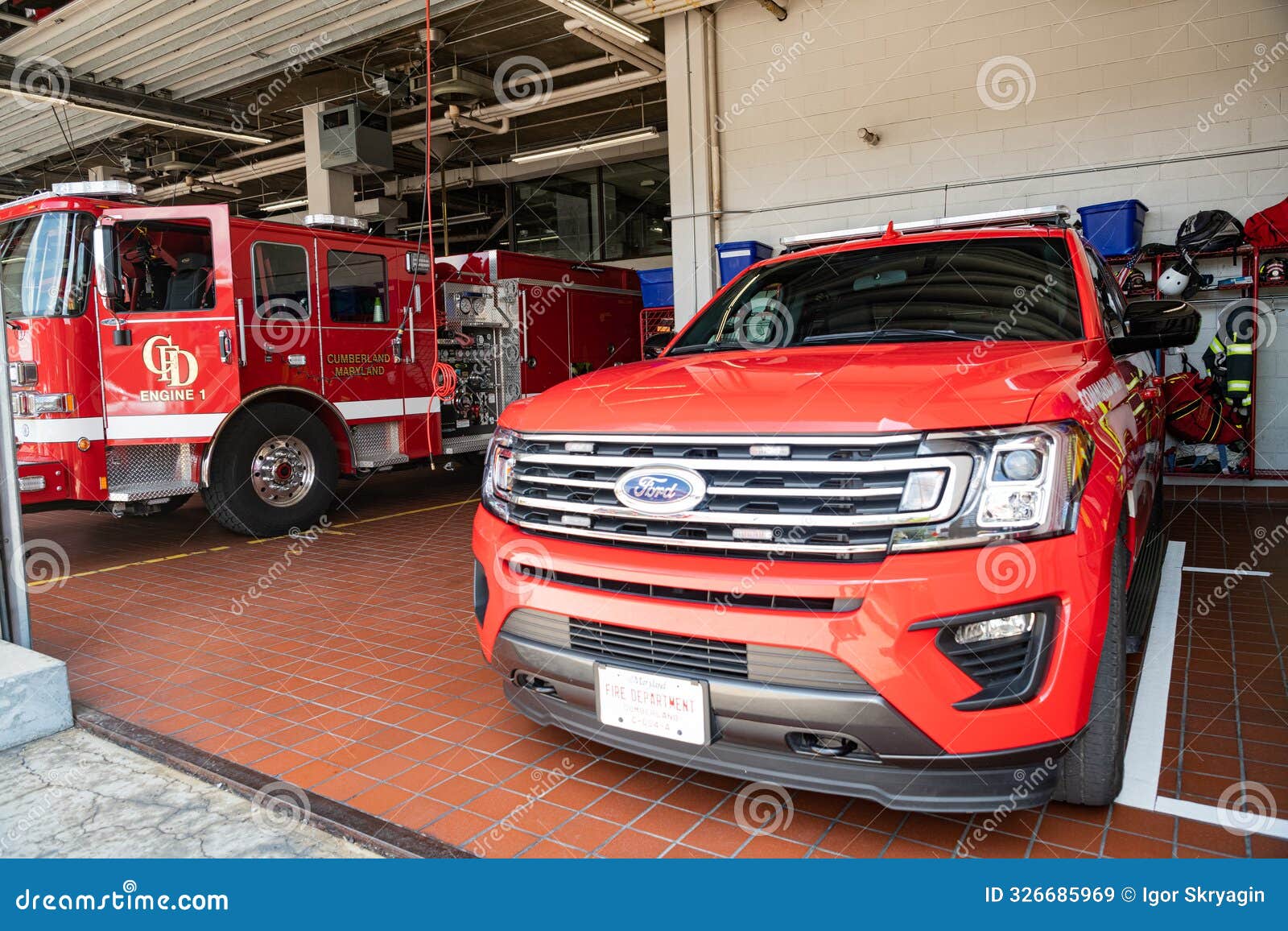 Fire Trucks in the Fire Station Editorial Stock Image - Image of ...