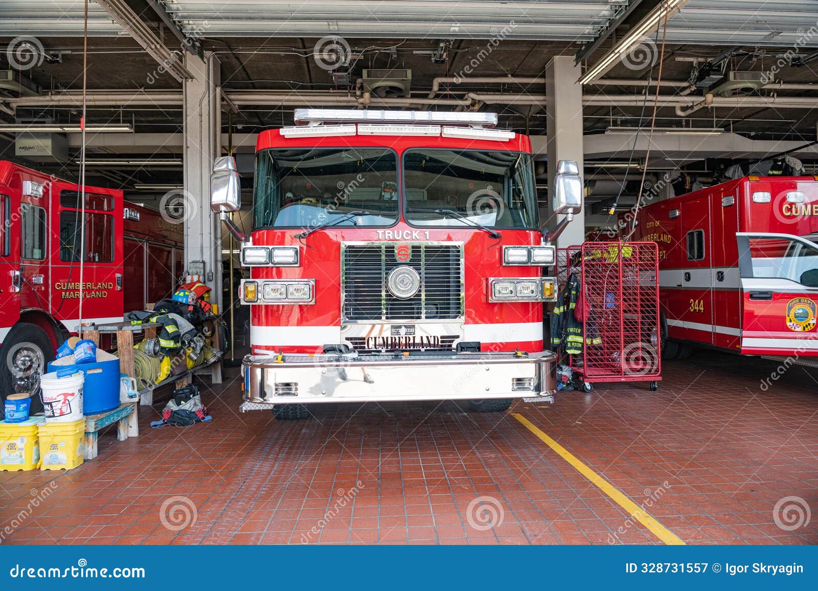 Fire Trucks in the Fire Station Editorial Photography - Image of city ...