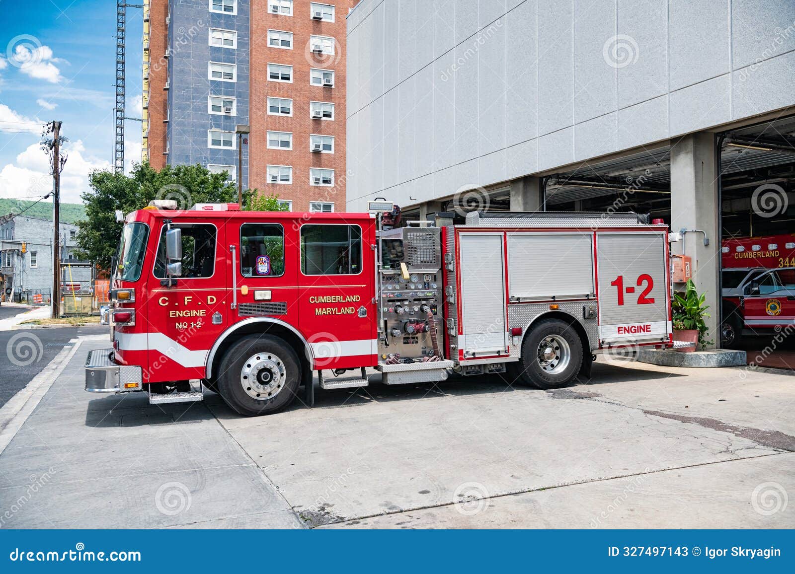Fire Trucks in the Fire Station in Maryland USA Editorial Stock Photo ...