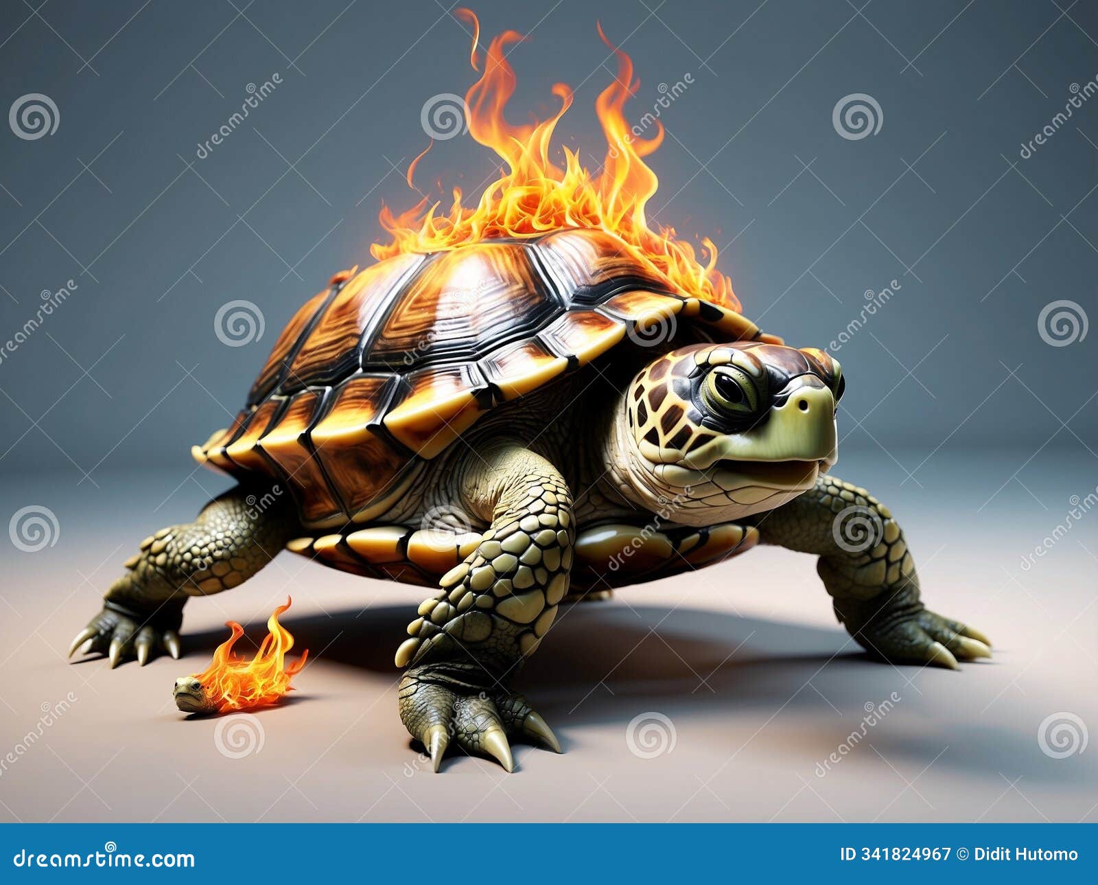 Cartoon fire turtle. stock illustration. Illustration of icon - 341824967