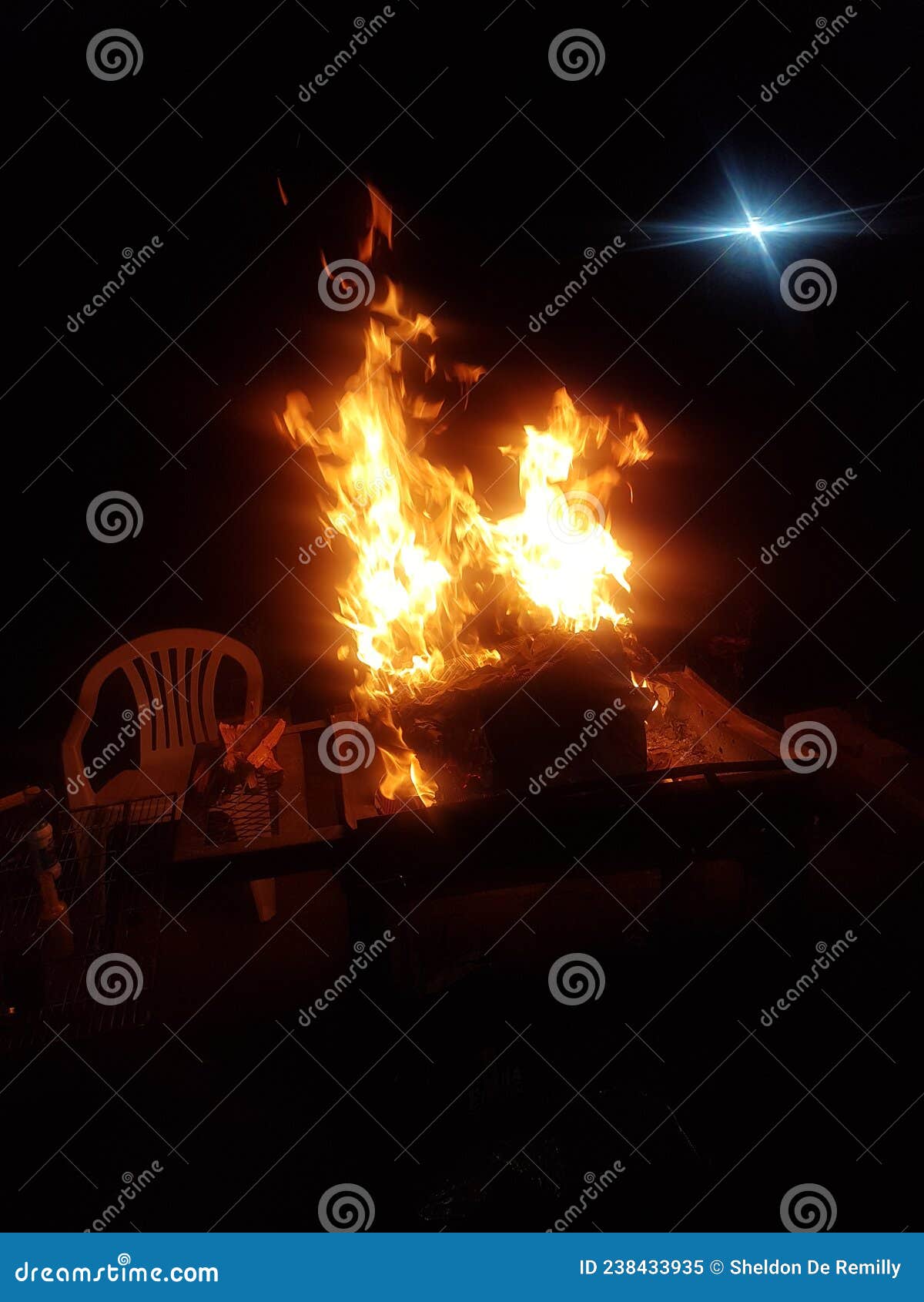 Fire under star light stock image. Image of light, star - 238433935