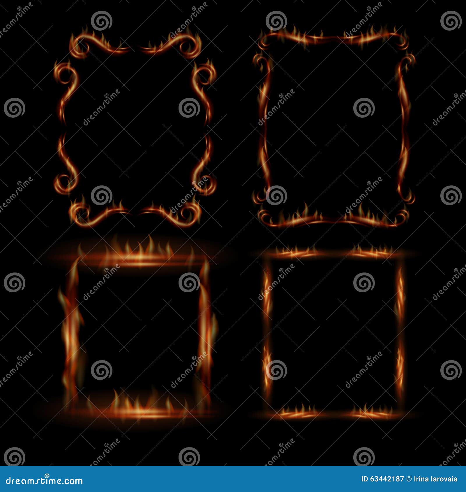Frames With Fire Sparkle Effect, Vector Borders | CartoonDealer.com ...