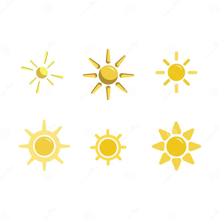Sun Vector Illustration Full Set, Style Flat Design Stock Vector ...