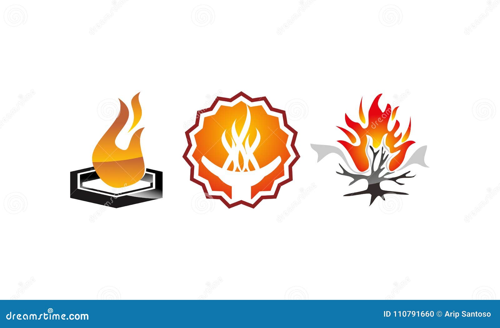 Fire Vector Template Set stock vector. Illustration of bundle - 110791660