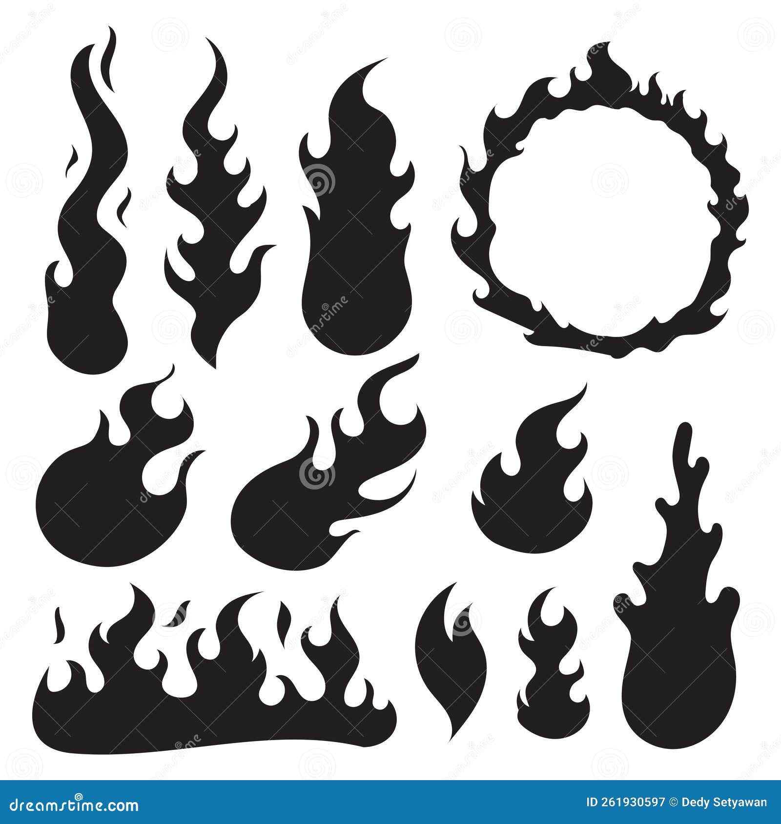 Fire Flames Silhouettes Collection Stock Vector - Illustration of ...
