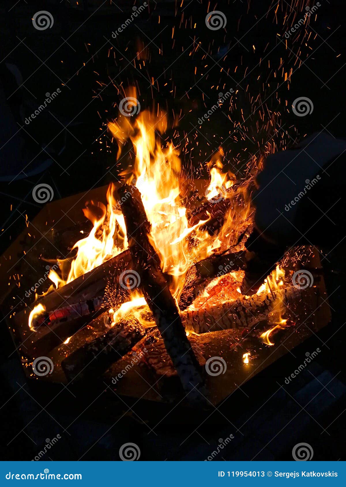 Fire stock image. Image of night, flammable, burn, black - 119954013