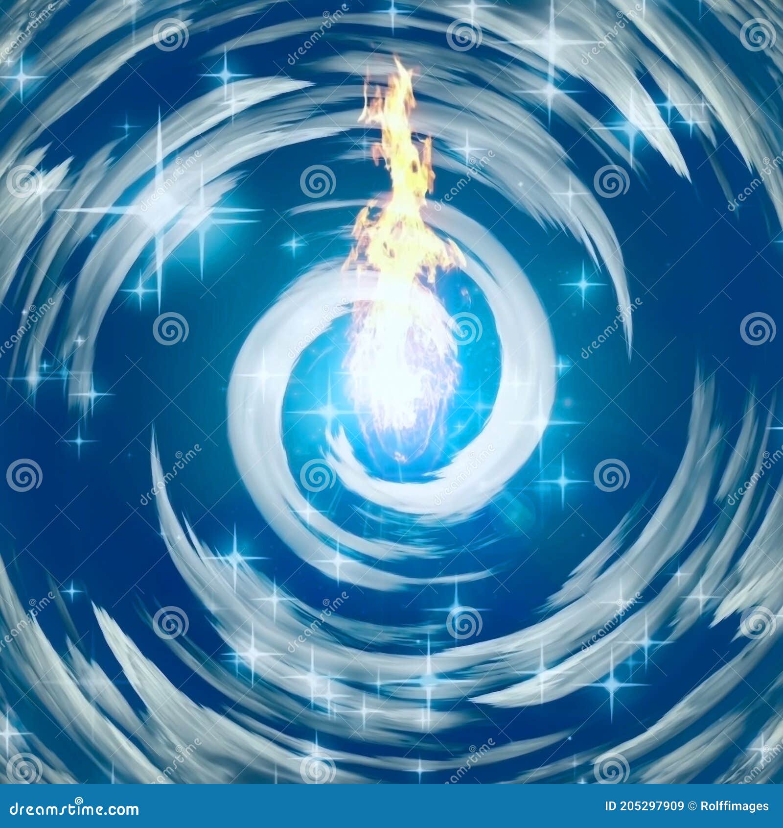 Fire in vortex of clouds stock illustration. Illustration of concentric ...