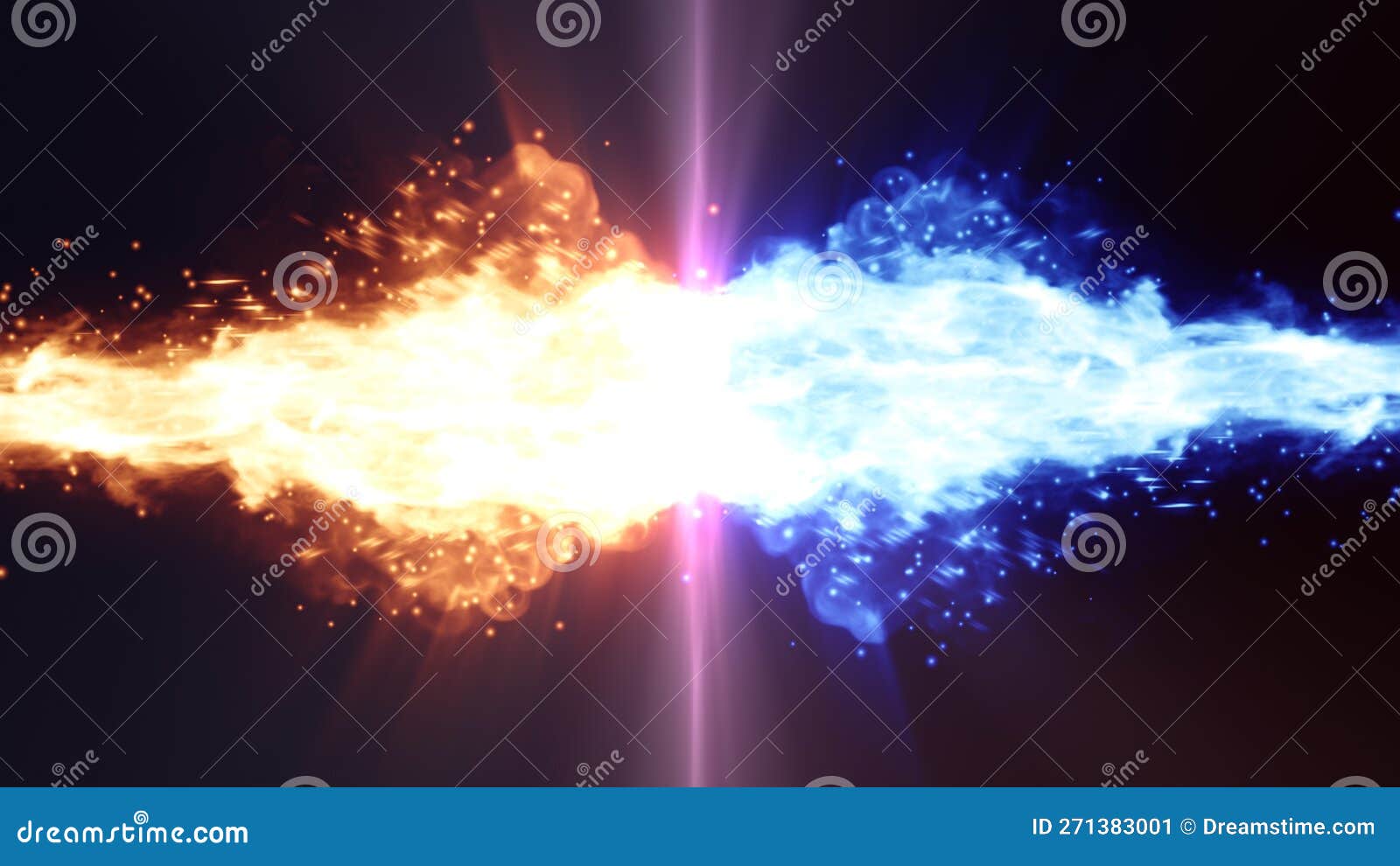 Fire Vs Ice on Black Background Stock Illustration - Illustration of ...