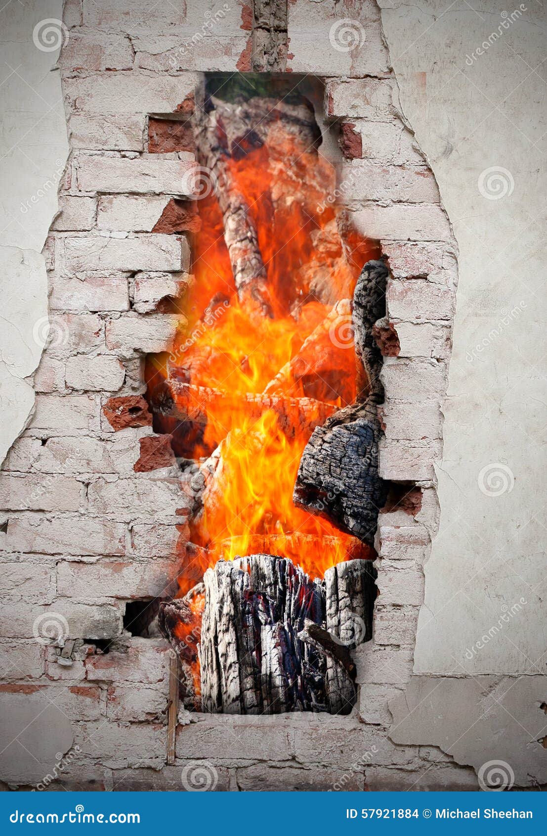 Fire in a wall stock photo. Image of furnace, ancient - 57921884