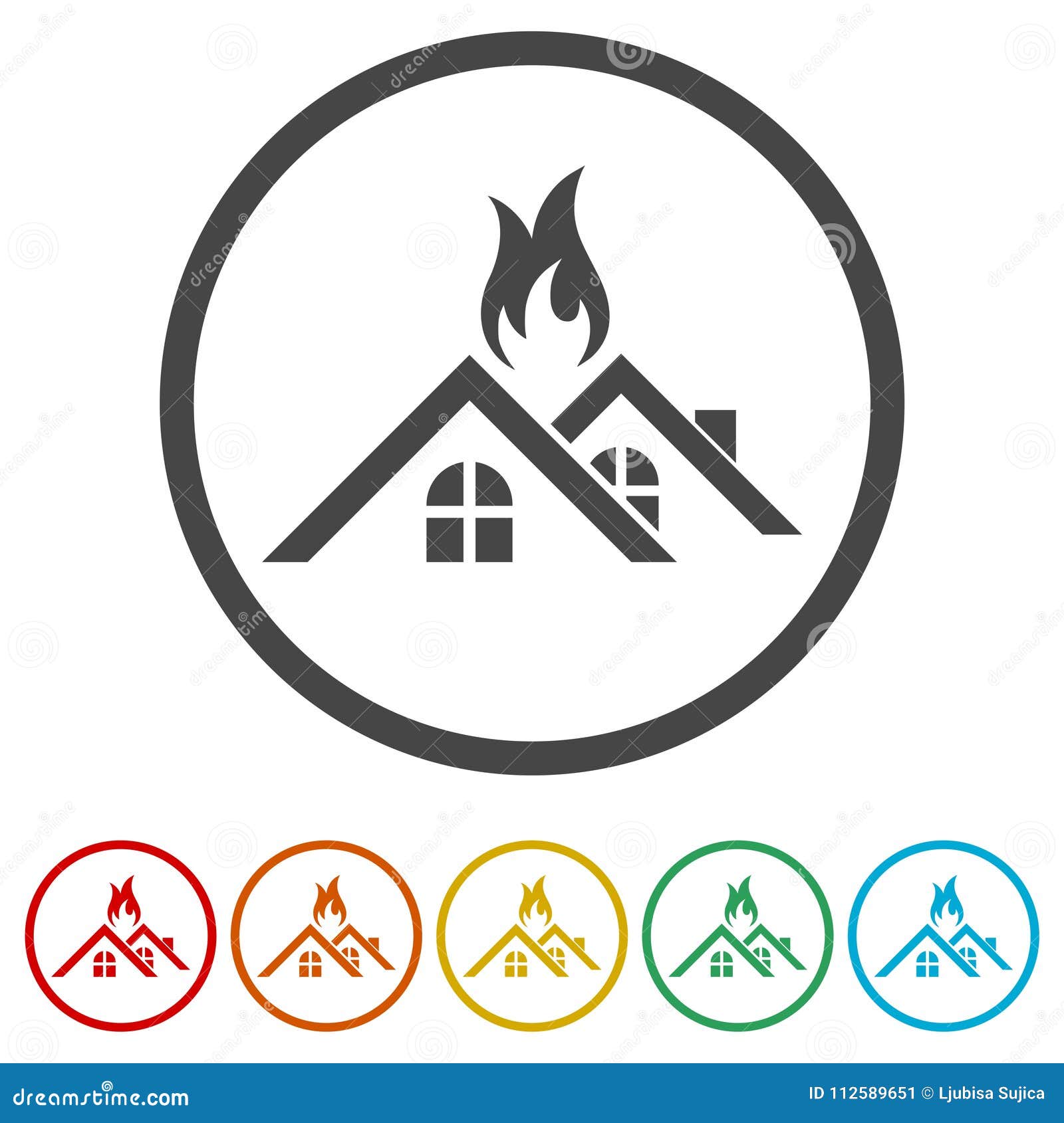 Fire Warning Icon, 6 Colors Included Stock Illustration - Illustration ...