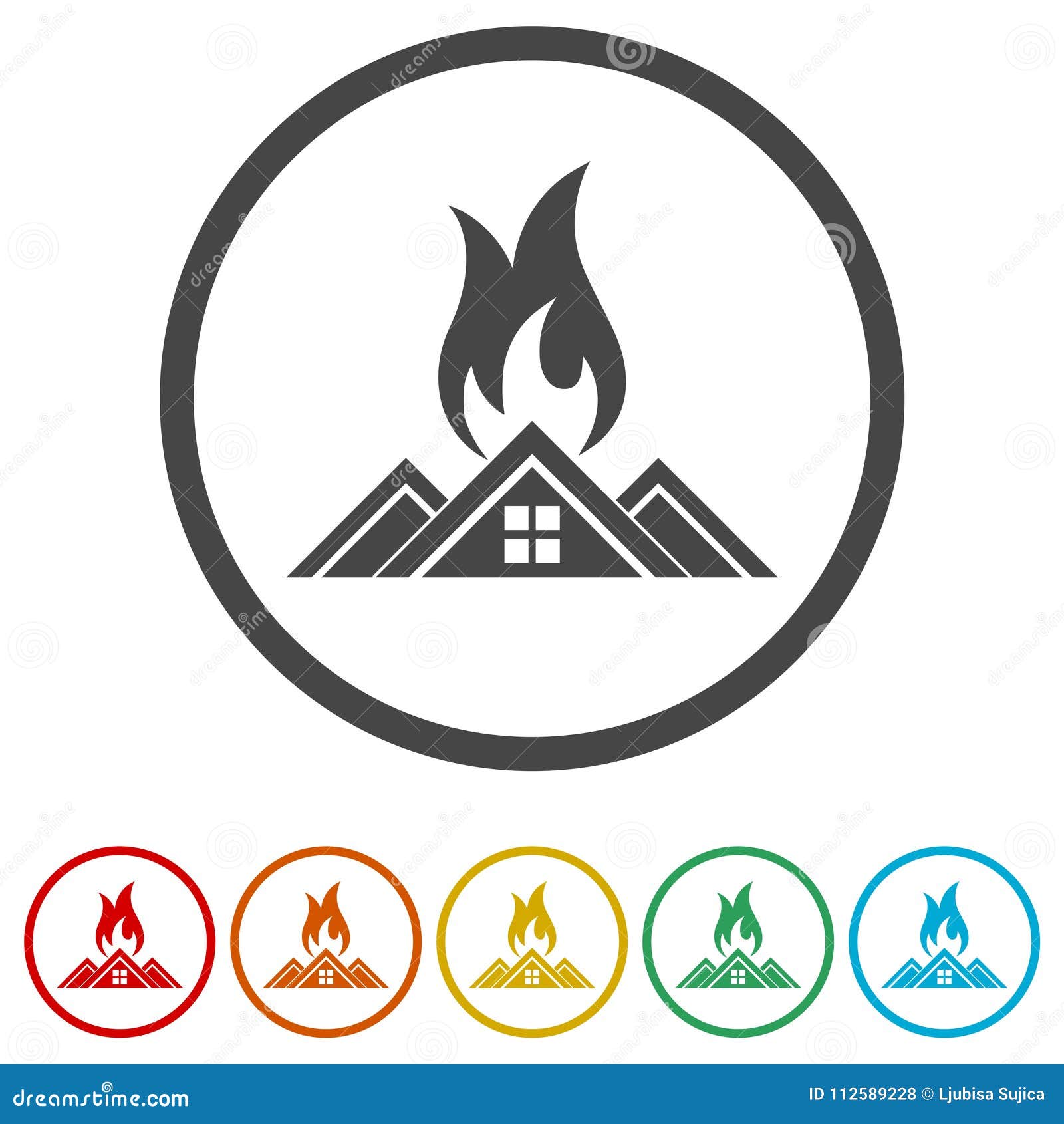 Fire Warning Icon, 6 Colors Included Stock Vector - Illustration of ...