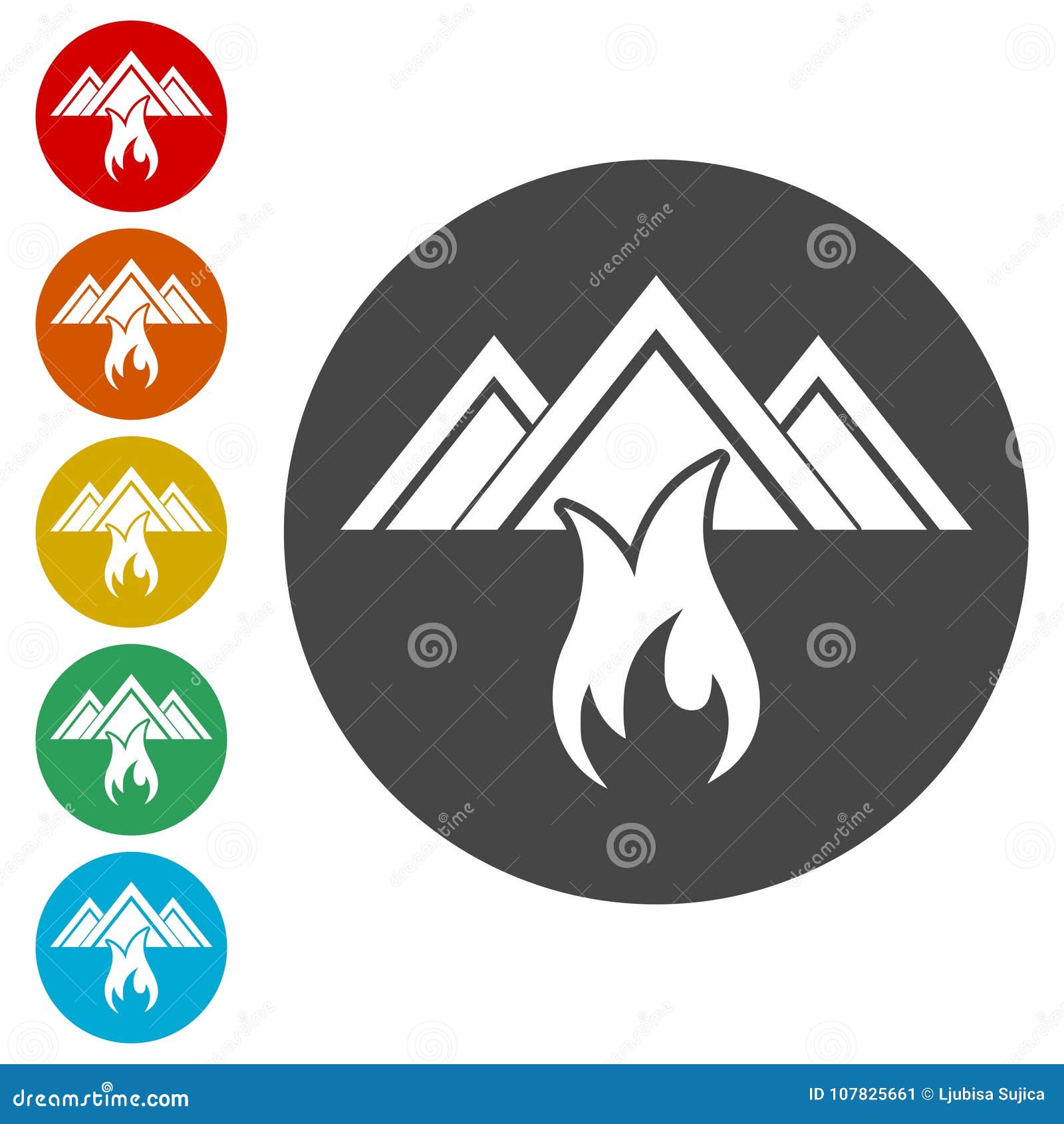 Fire warning icon sign stock vector. Illustration of burn - 107825661
