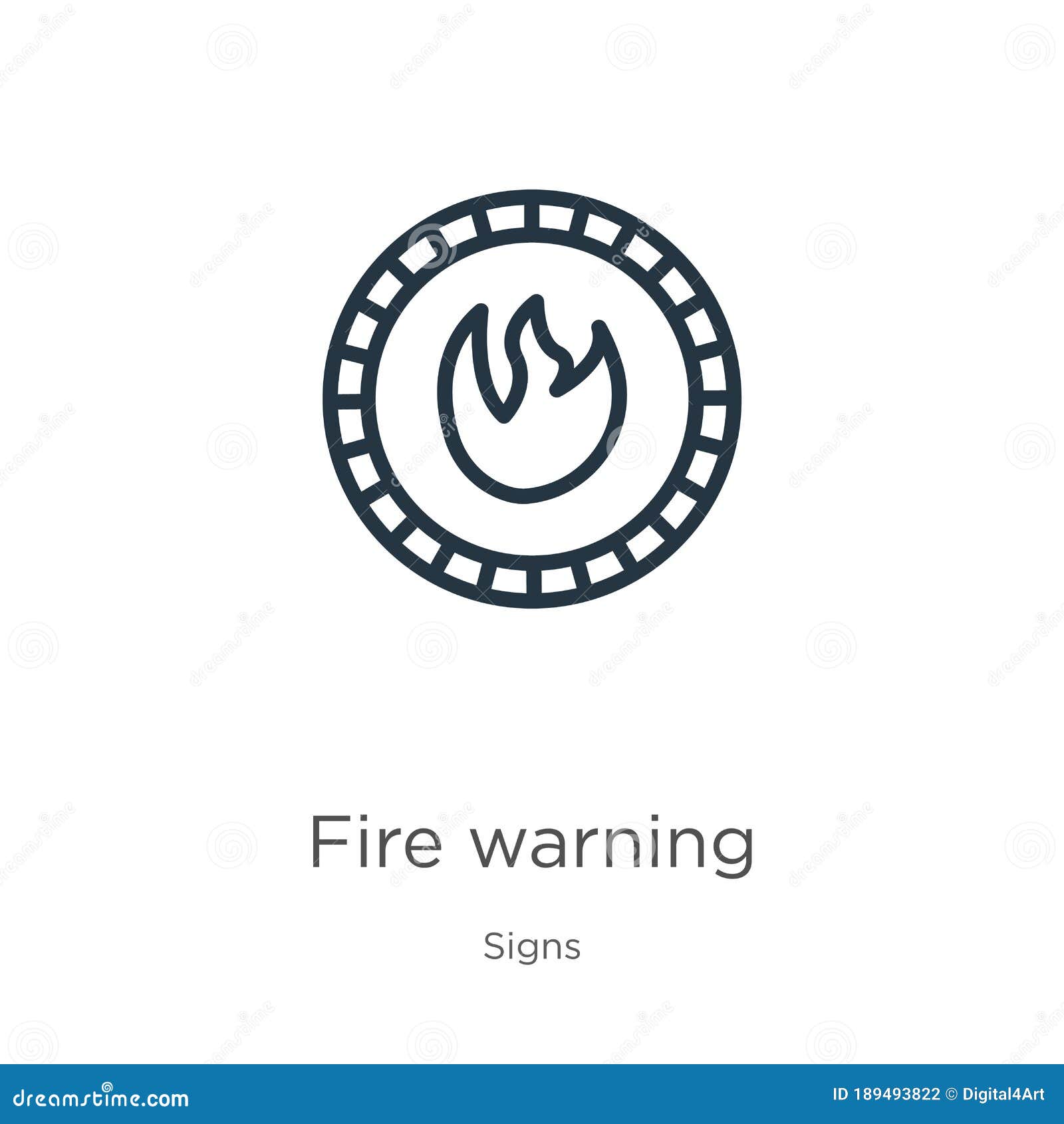Fire Warning Icon. Thin Linear Fire Warning Outline Icon Isolated on ...