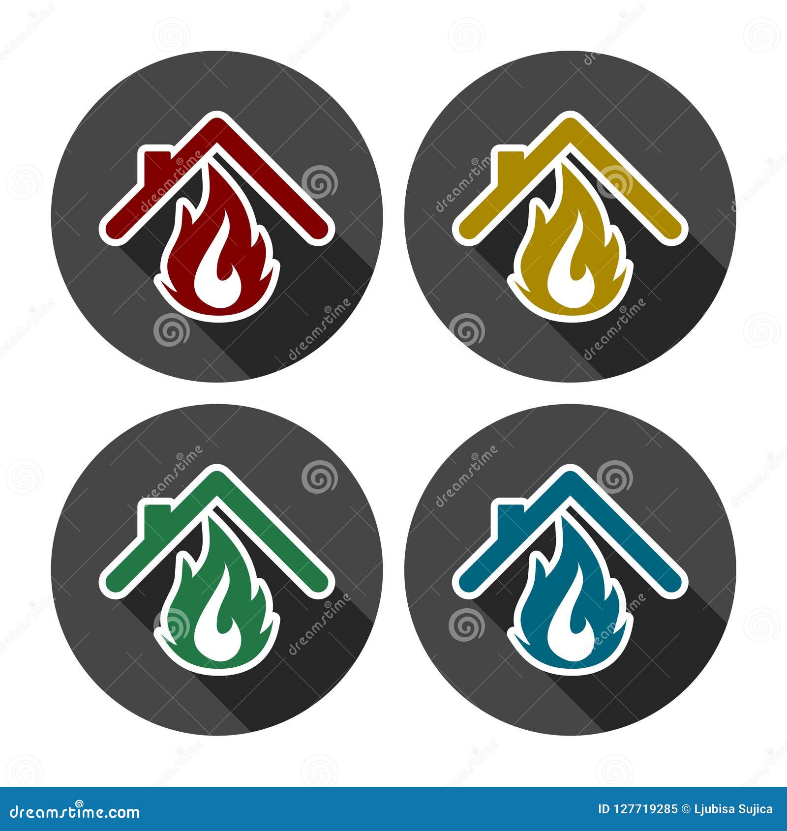 Fire warning icon stock vector. Illustration of flame - 127719285