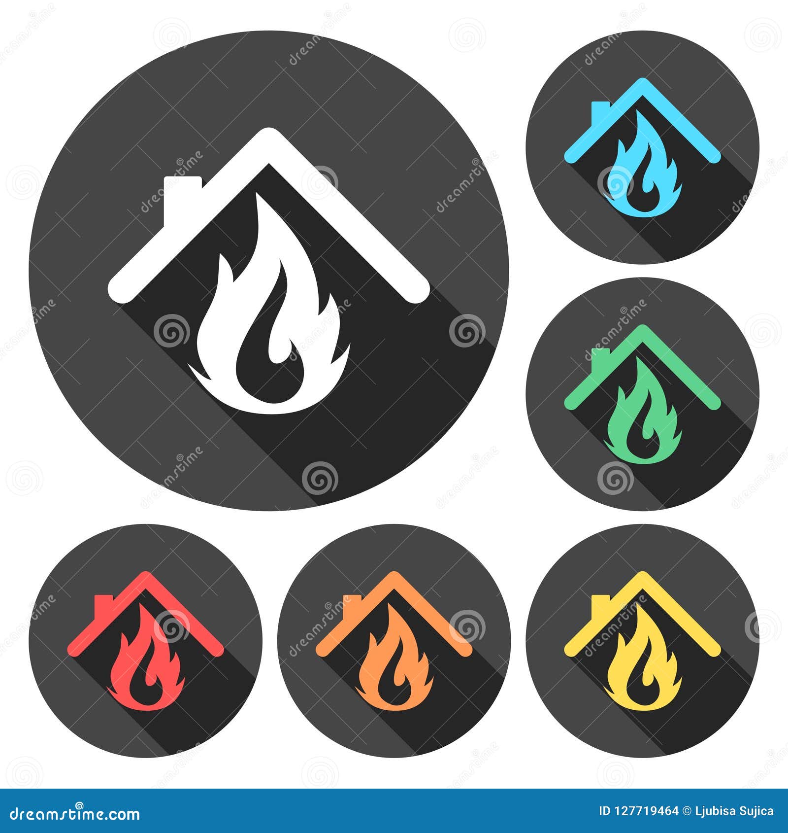 Fire warning icon stock vector. Illustration of disaster - 127719464