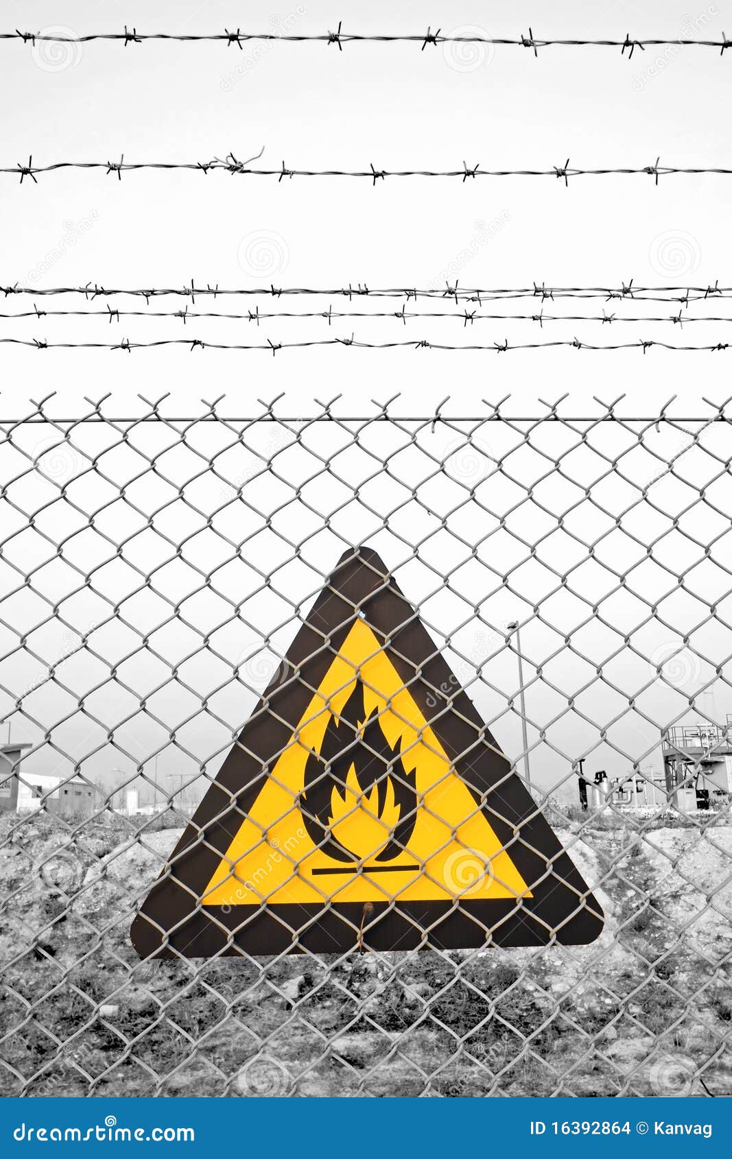 Fire Warning Icon, Sign On A Yellow Label On A Gray Background ...