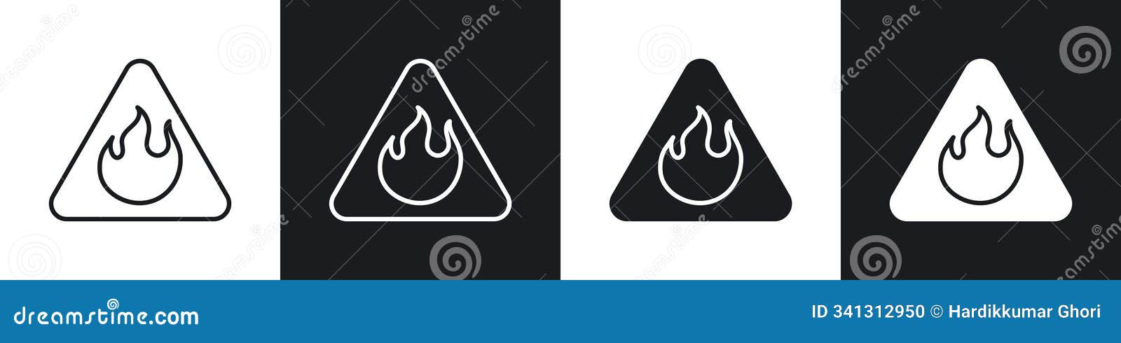 Fire Warning Sign On White. Fire Warning Sign In Yellow Triangle ...