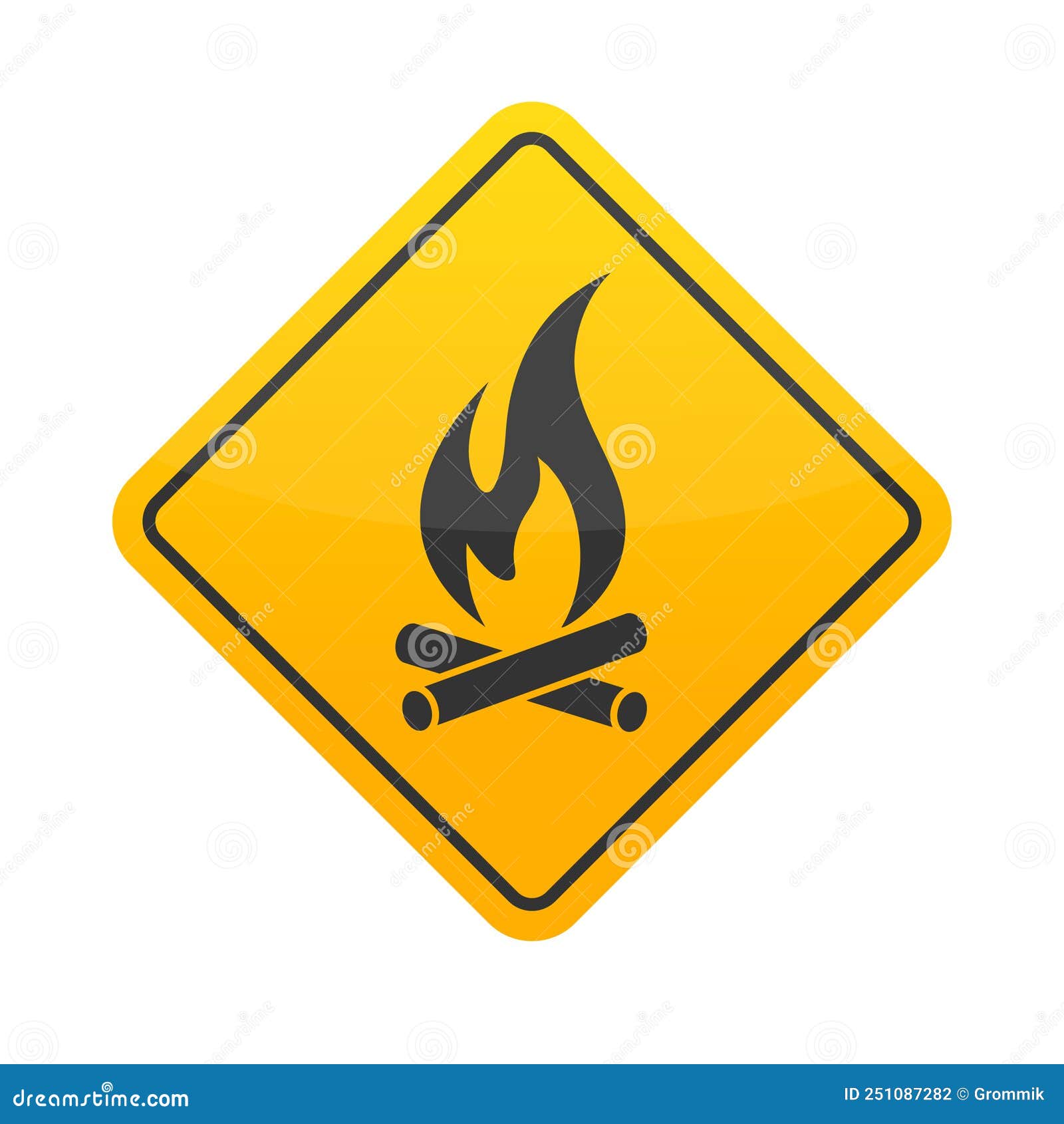 Fire. a fire warning sign stock vector. Illustration of brand - 251087282