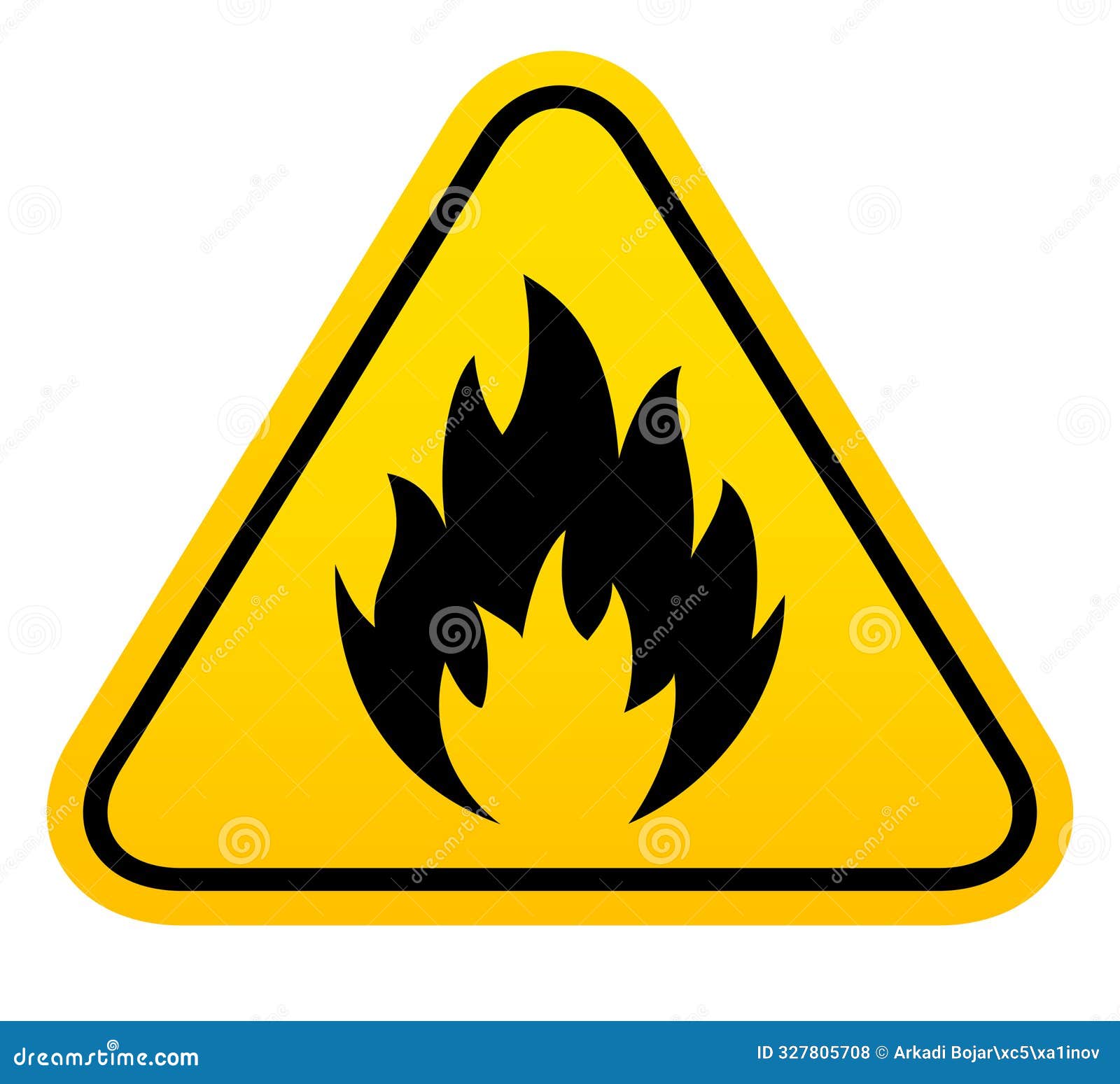 Fire Warning Sign On White. Fire Warning Sign In Yellow Triangle ...