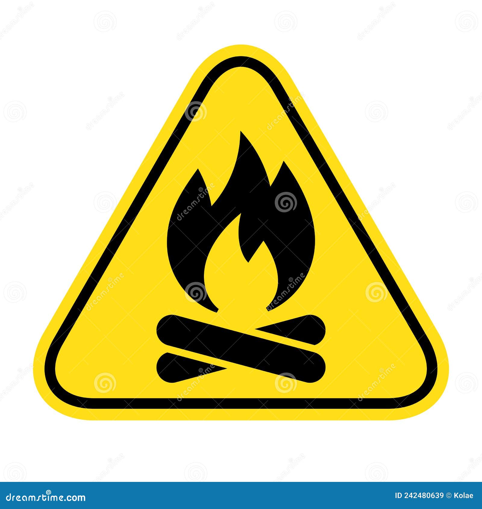 Fire Warning Sign In Isolated On White Background. Flammable ...