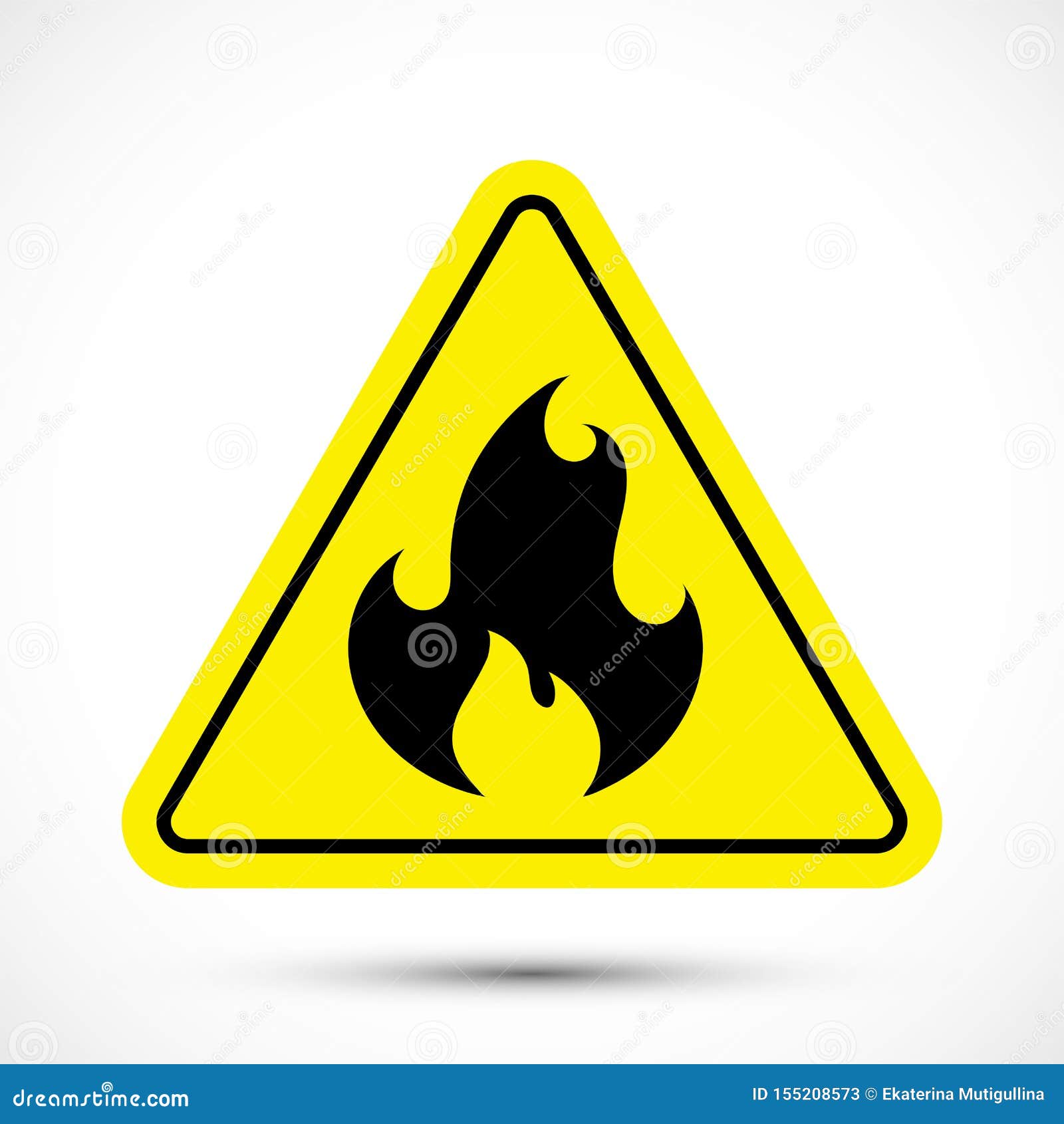 Fire warning sign stock vector. Illustration of black - 155208573