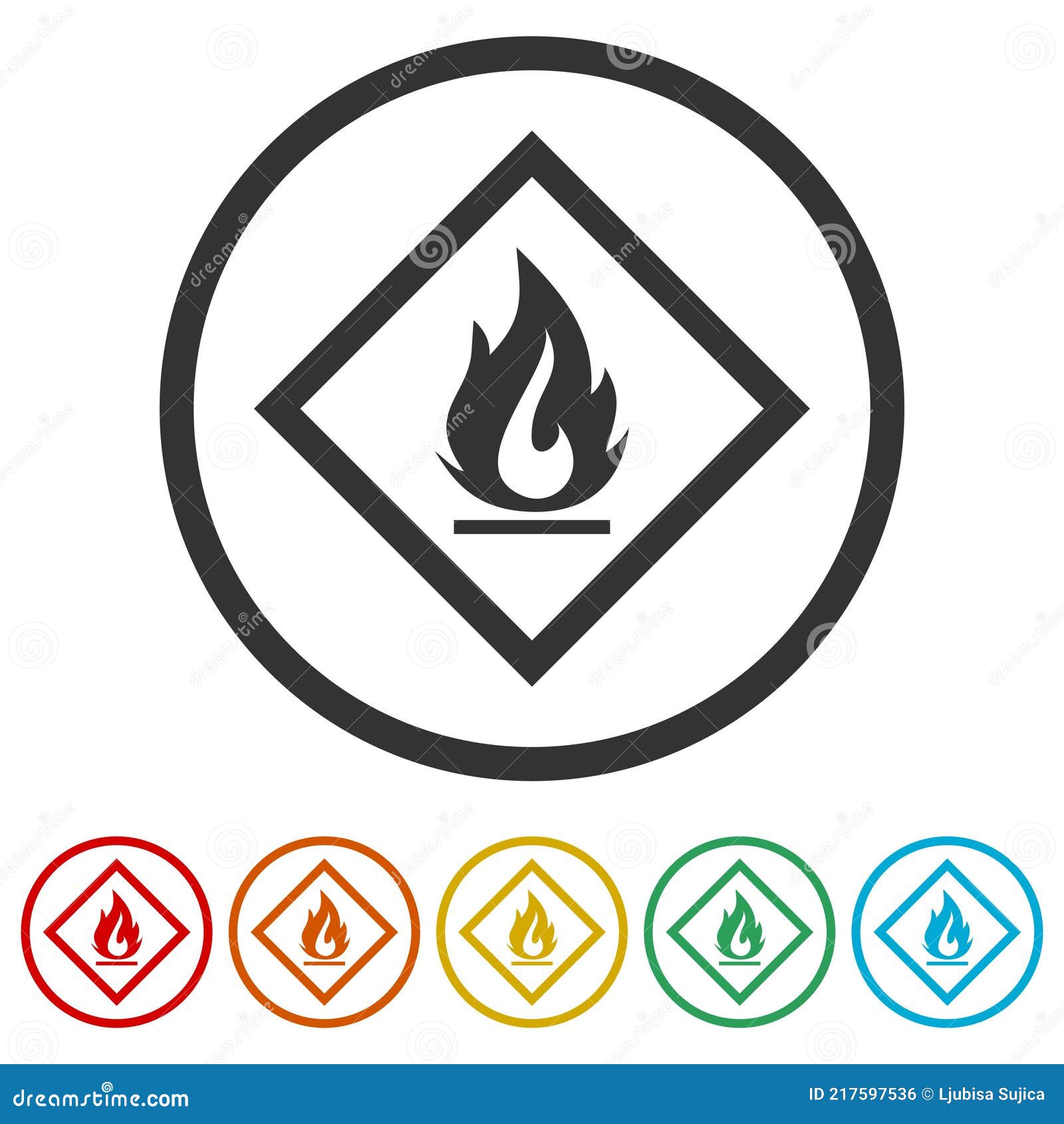 Fire Warning Sign on White Color Set Stock Vector - Illustration of ...