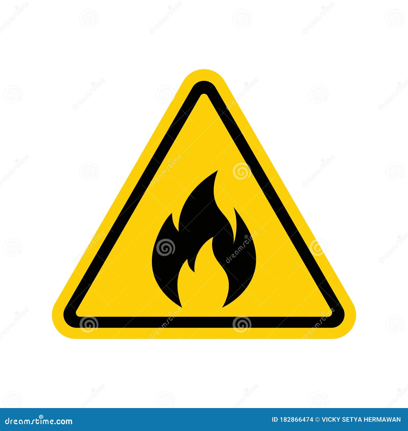 Fire Warning Sign On White. Fire Warning Sign In Yellow Triangle ...