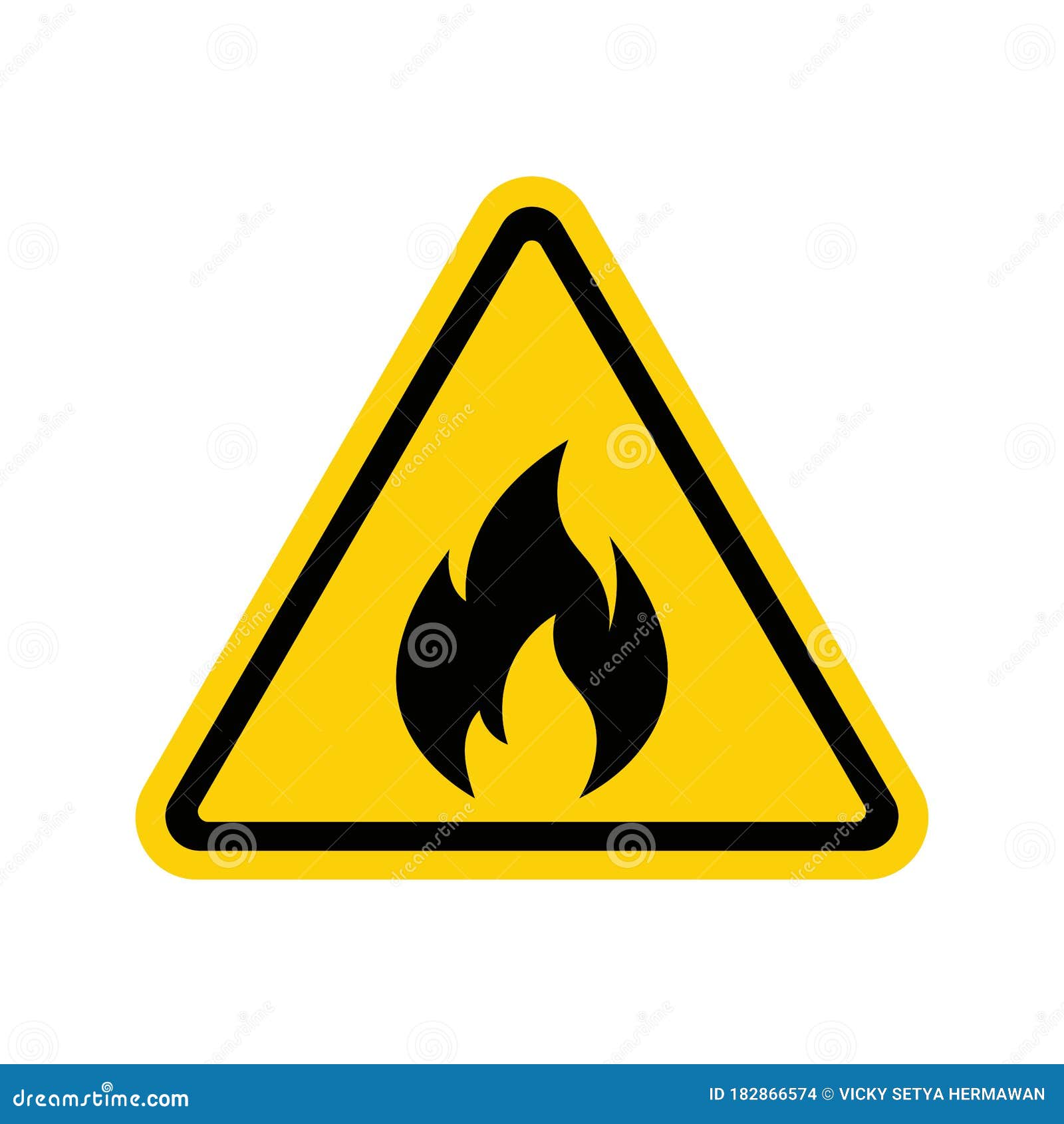 Fire Warning Sign on White. Fire Warning Sign in Yellow Triangle ...