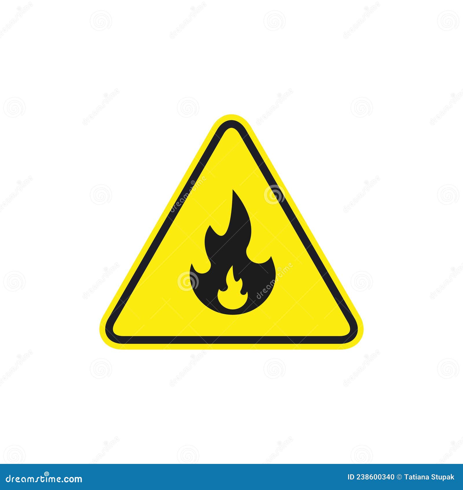 Fire Warning Sign In Yellow Triangle. Flammable, Inflammable Substances ...