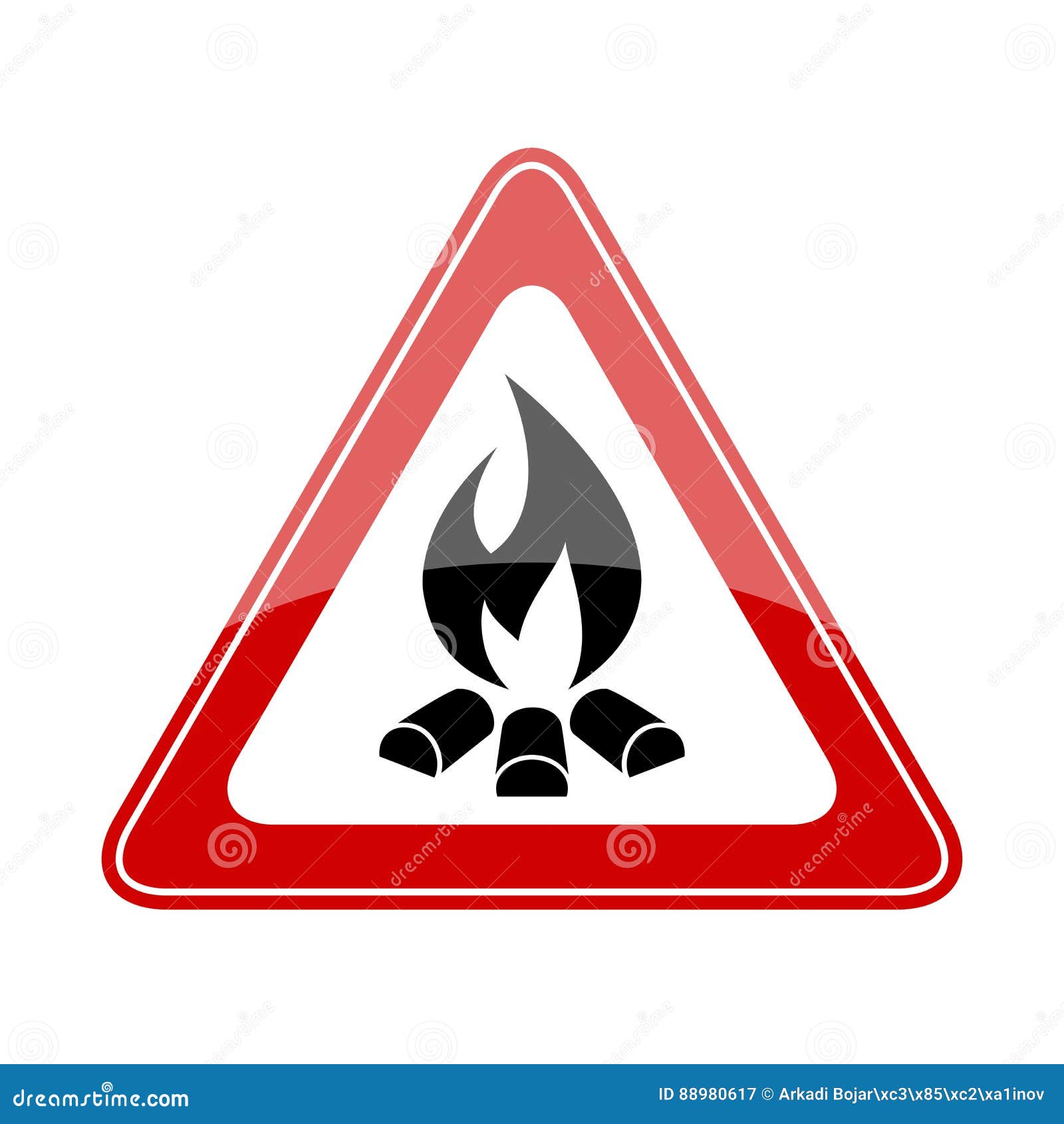 Fire warning triangle sign stock vector. Illustration of heat - 88980617