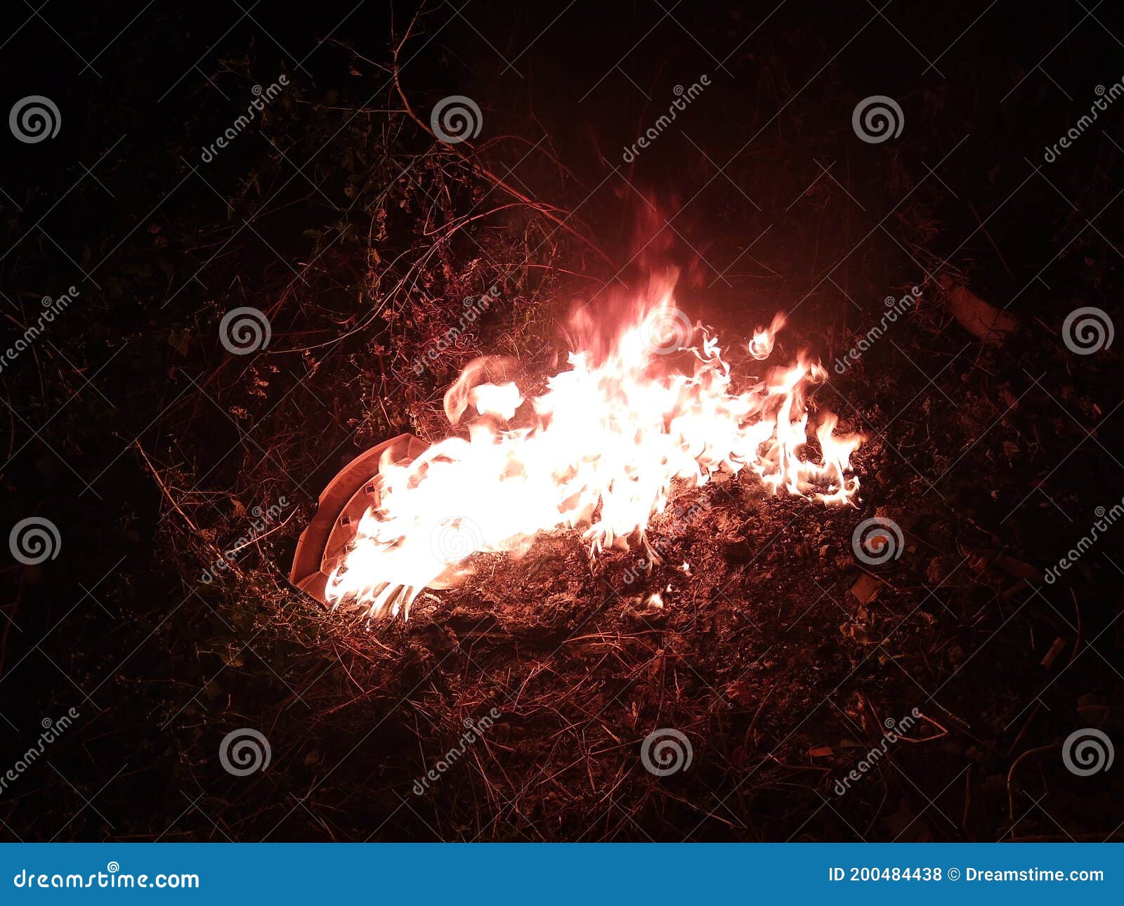 Fire in Wastes and Waste are Burn in Back Side of Home Stock Photo ...