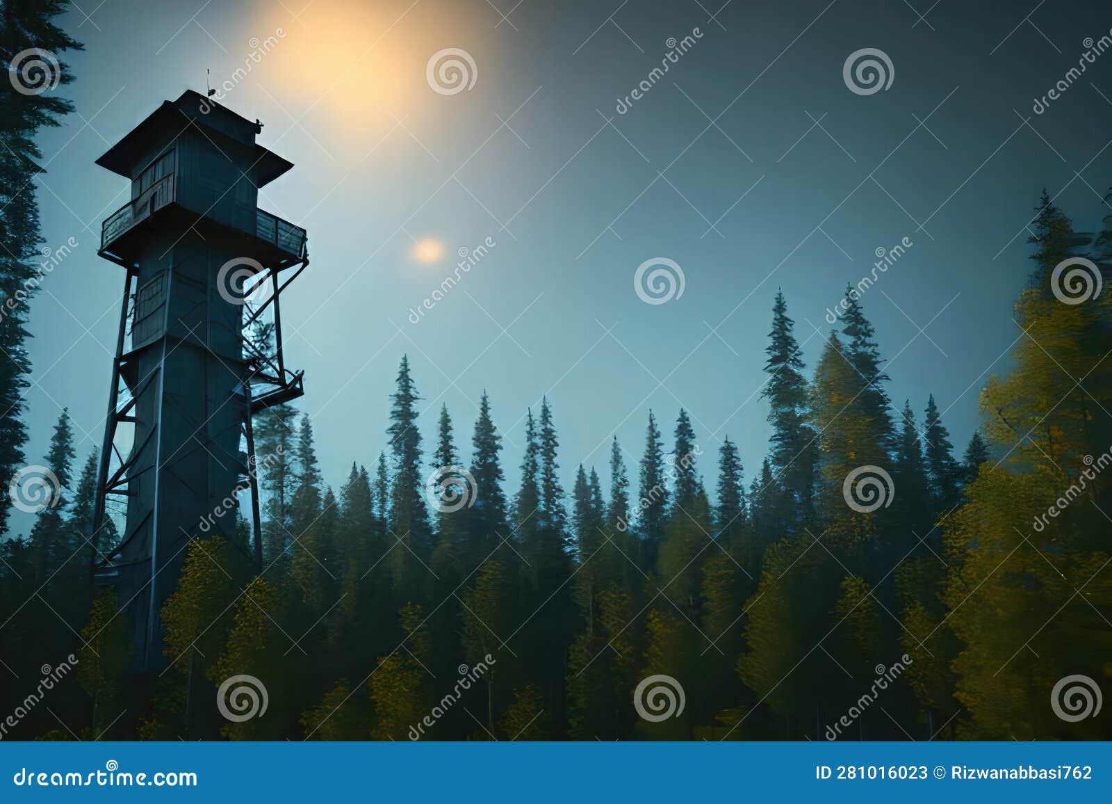 A Fire Watch Tower In The Middle Of The Forest Royalty-Free Stock ...