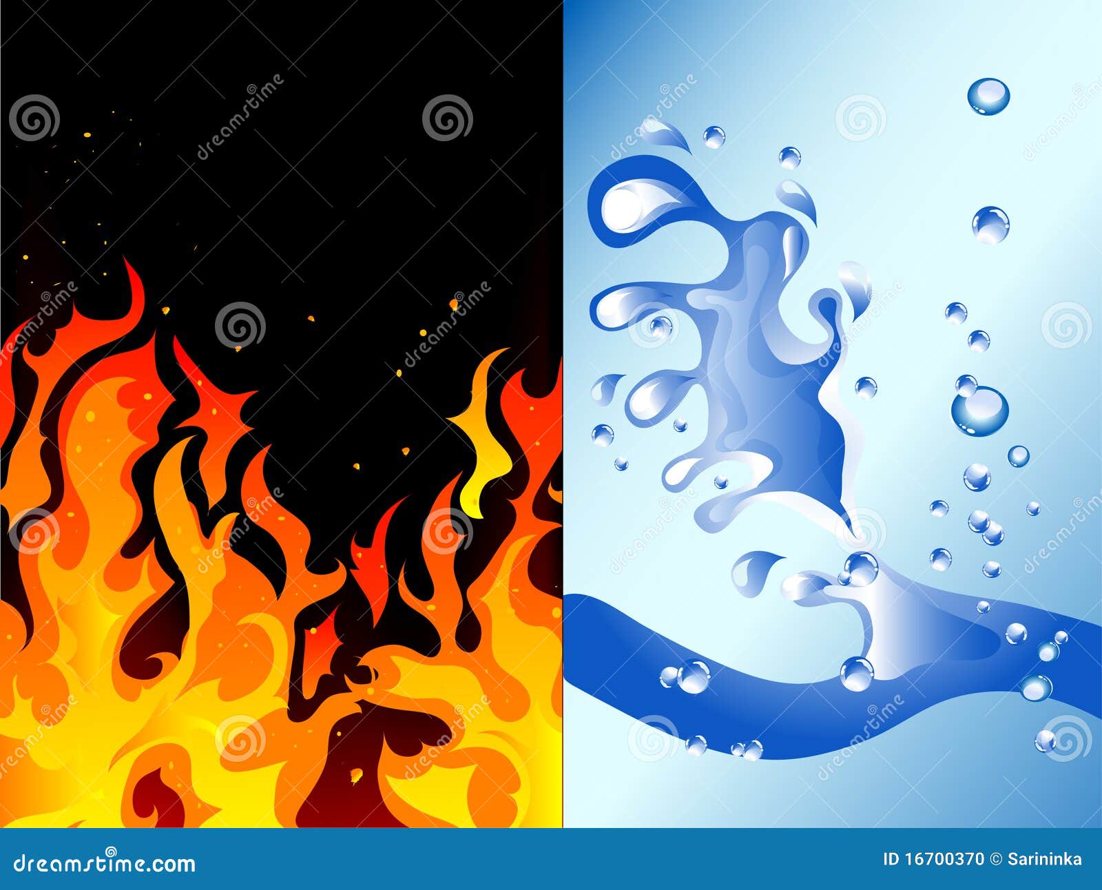 Fire and water stock vector. Illustration of card, drop - 16700370