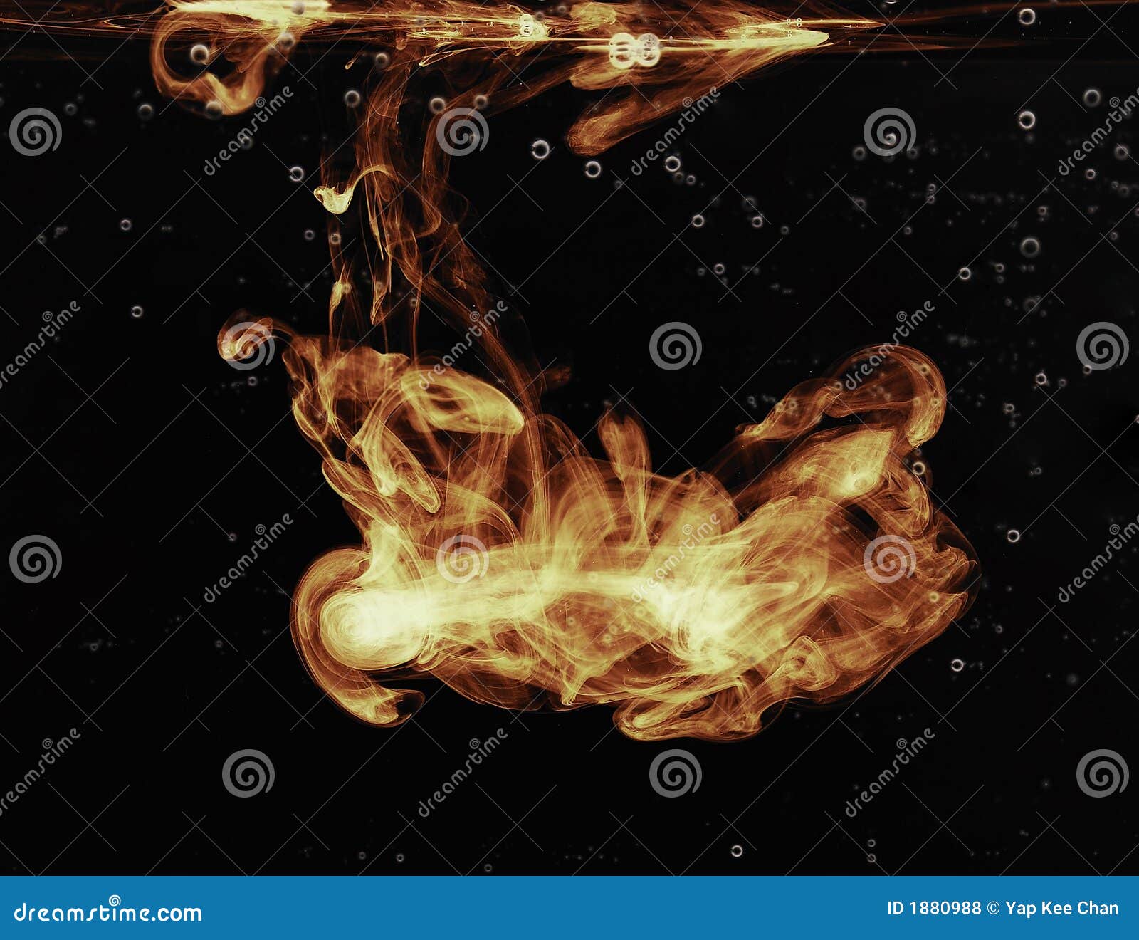 Fire in the water stock photo. Image of bubble, golden - 1880988