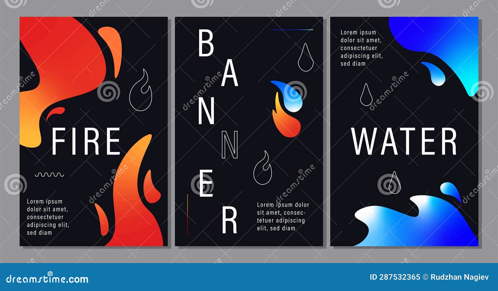 Fire and Water Banners Vector Set Stock Vector - Illustration of ...