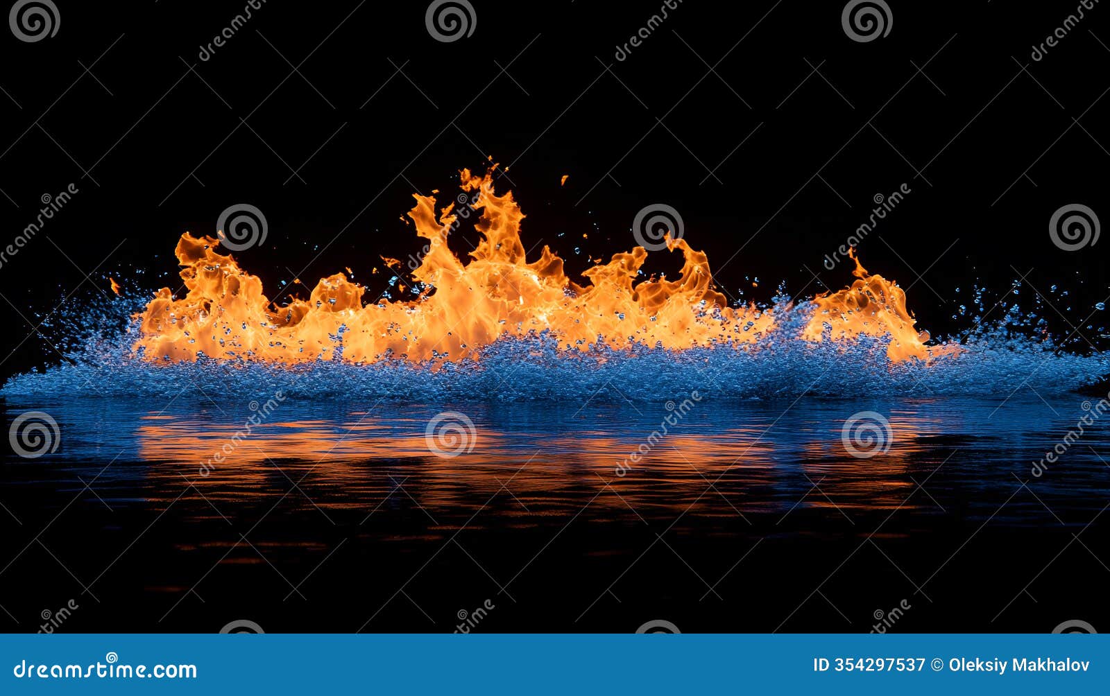 Fire and Water on Black - Opposite Energy Stock Image - Image of energy ...