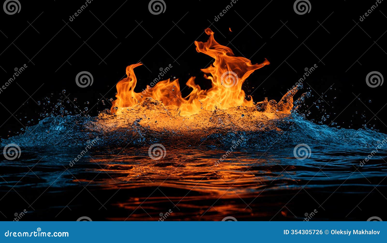 Fire and Water on Black - Opposite Energy Stock Photo - Image of cold ...