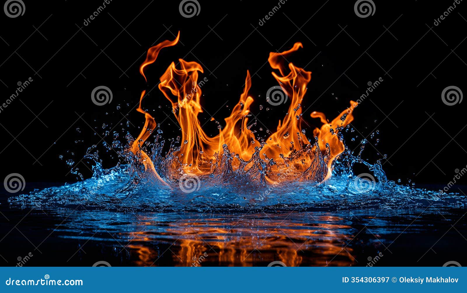 Fire and Water on Black - Opposite Energy Stock Image - Image of energy ...