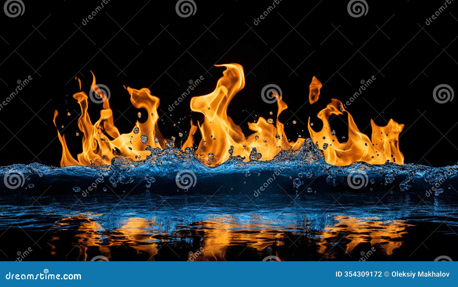 Fire and Water on Black - Opposite Energy Stock Photo - Image of ...