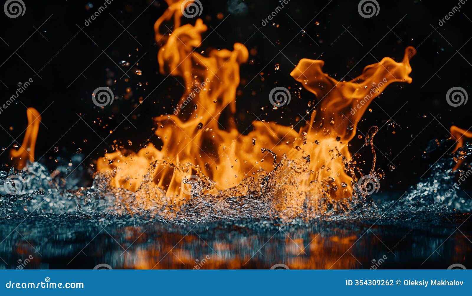 Fire and Water on Black - Opposite Energy Stock Photo - Image of flame ...