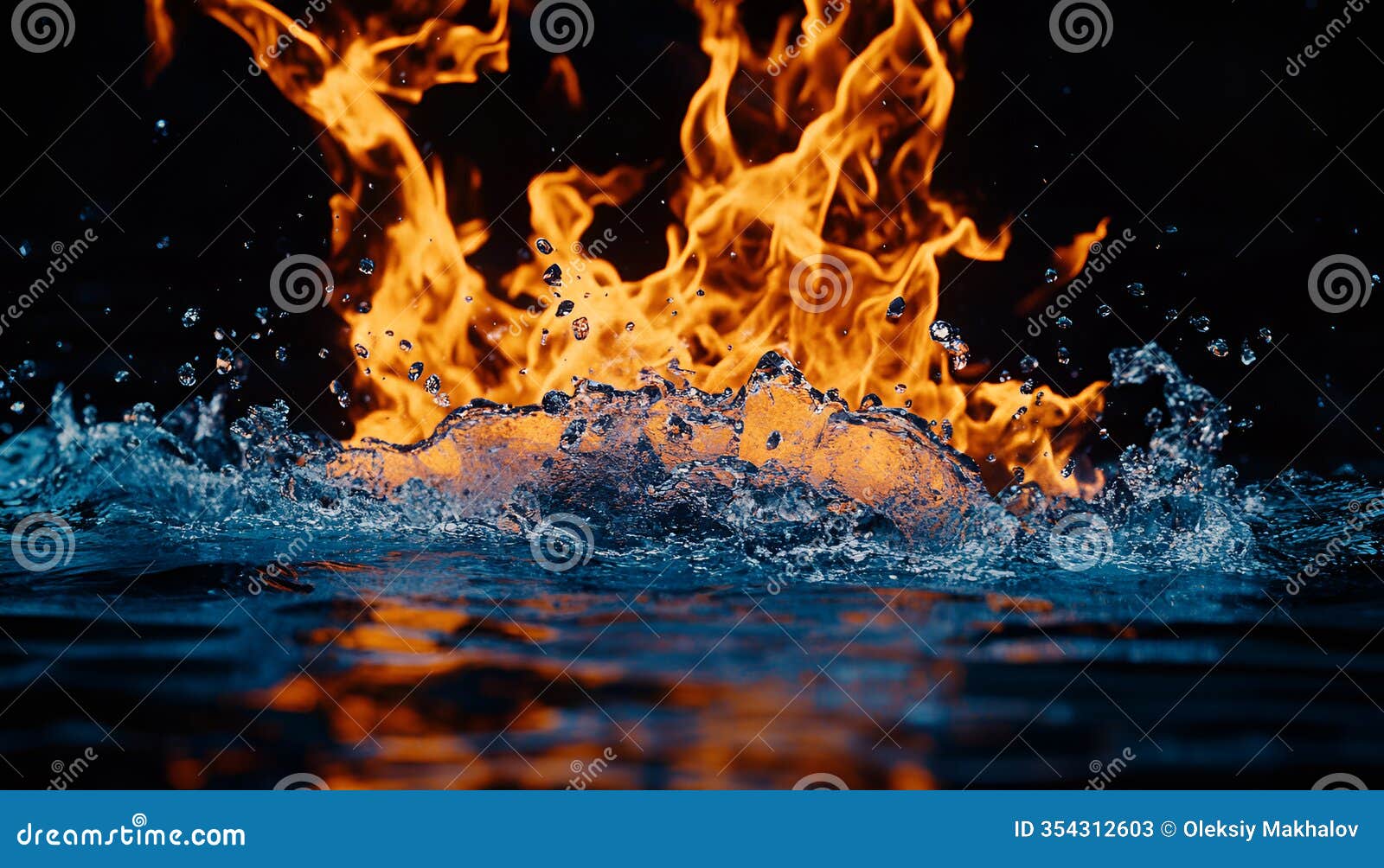 Fire and Water on Black - Opposite Energy Stock Image - Image of ...