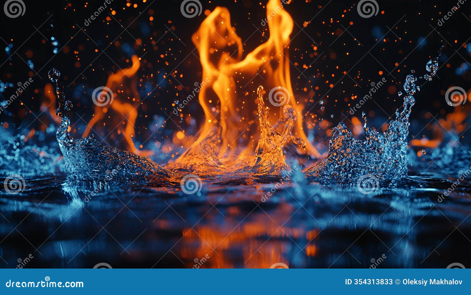 Fire and Water on Black - Opposite Energy Stock Image - Image of black ...