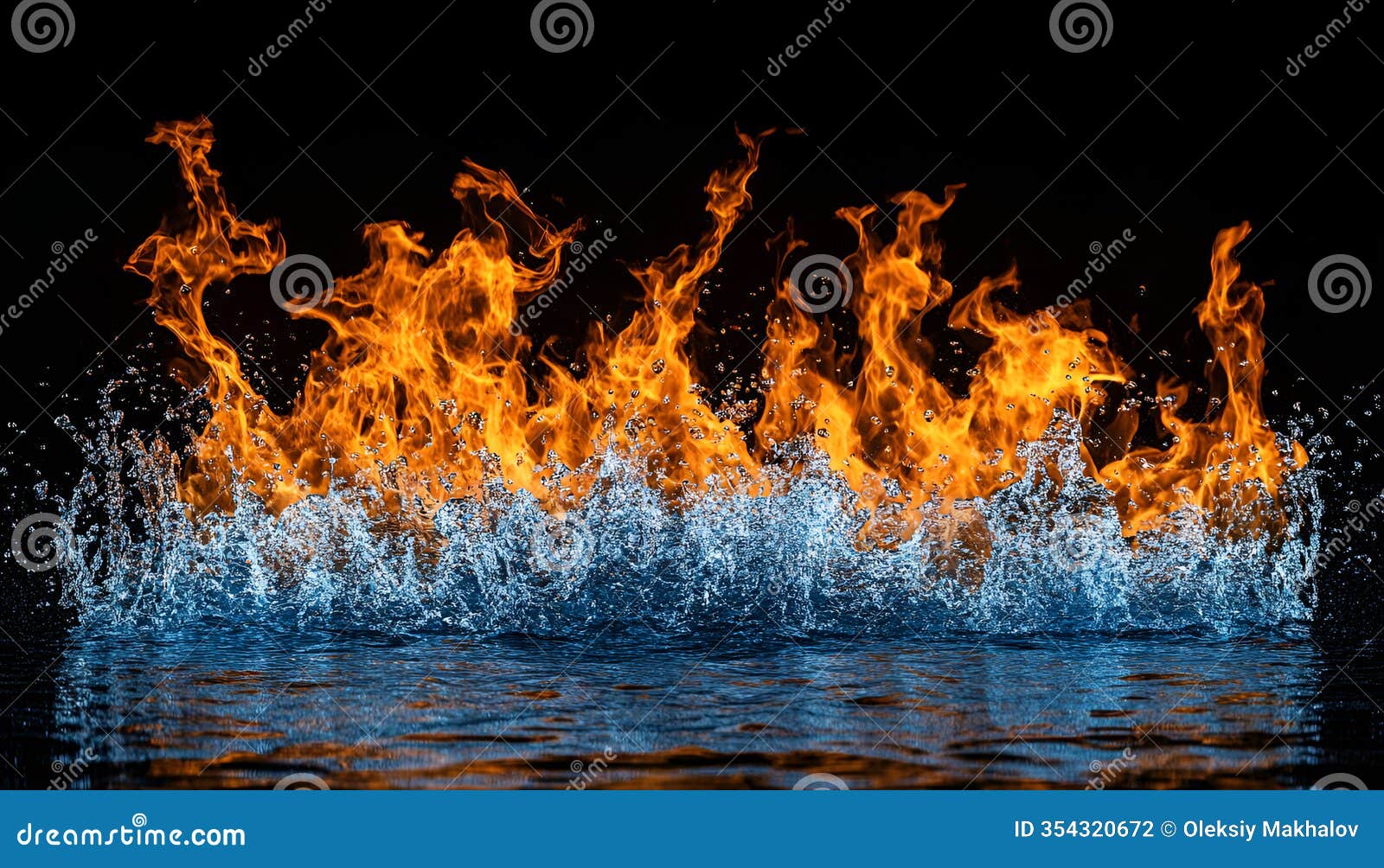 Fire and Water on Black - Opposite Energy Stock Photo - Image of wave ...